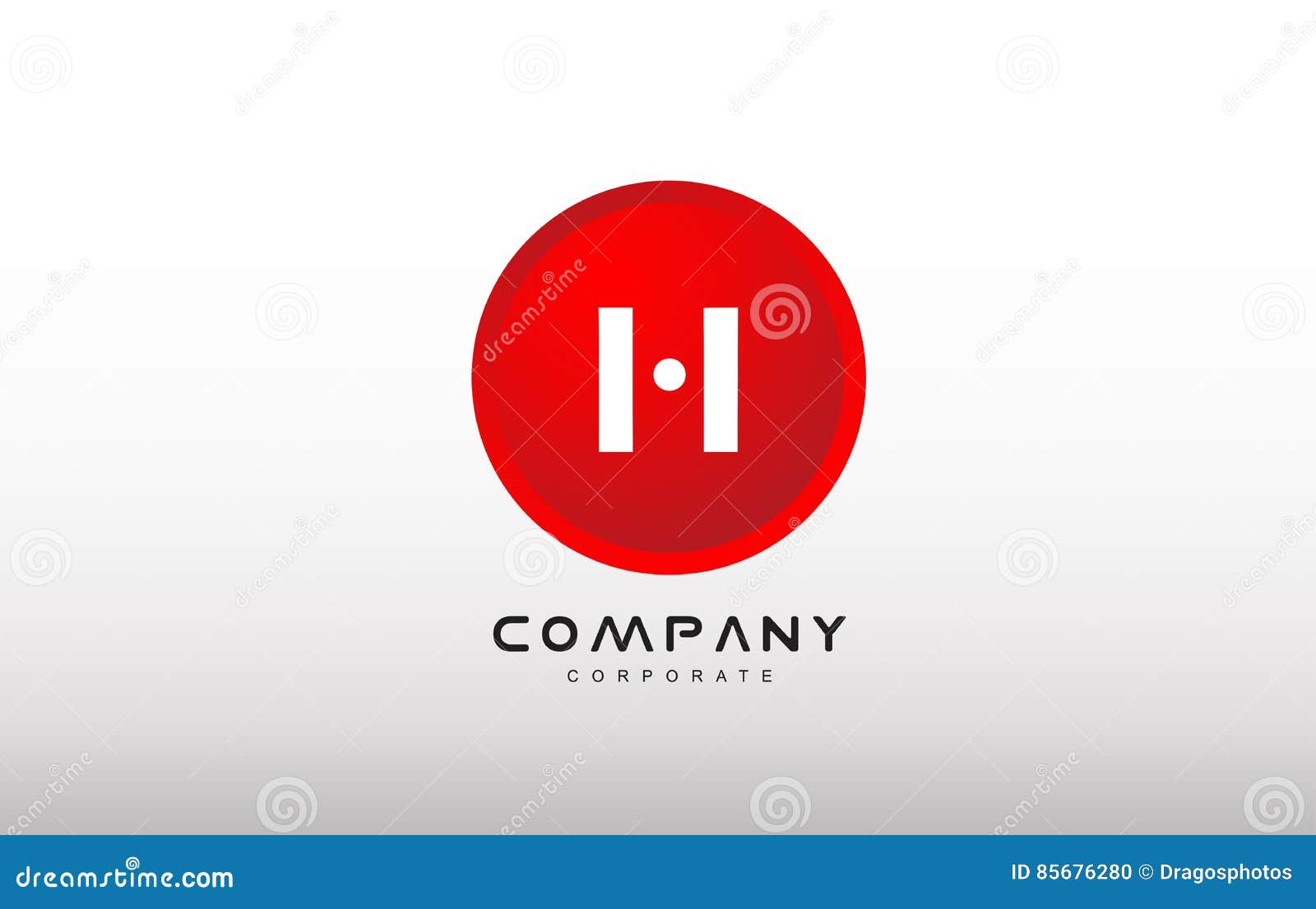 H Letter Alphabet Red Circle Dot Logo Vector Design Stock Vector ...