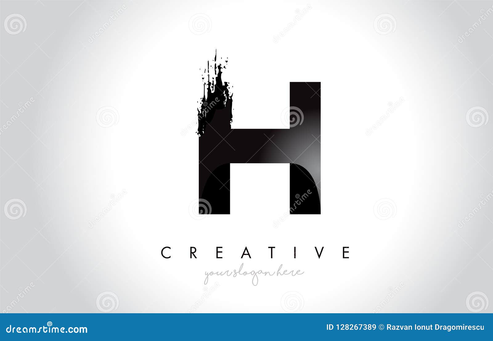 H Letter Design with Brush Stroke and Modern 3D Look. Stock ...