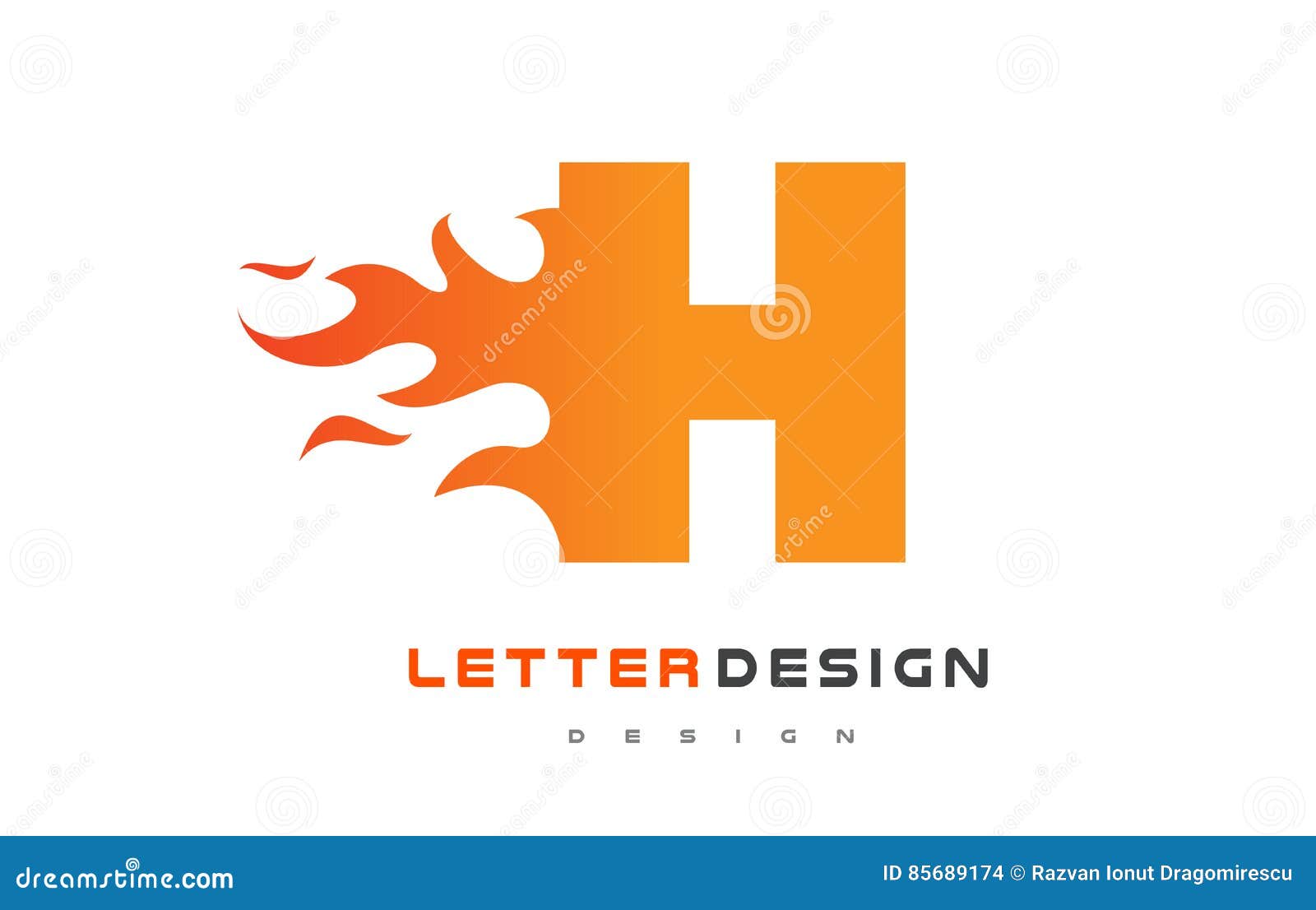 H Letter Flame Logo Design. Fire Logo Lettering Concept. Stock Vector ...