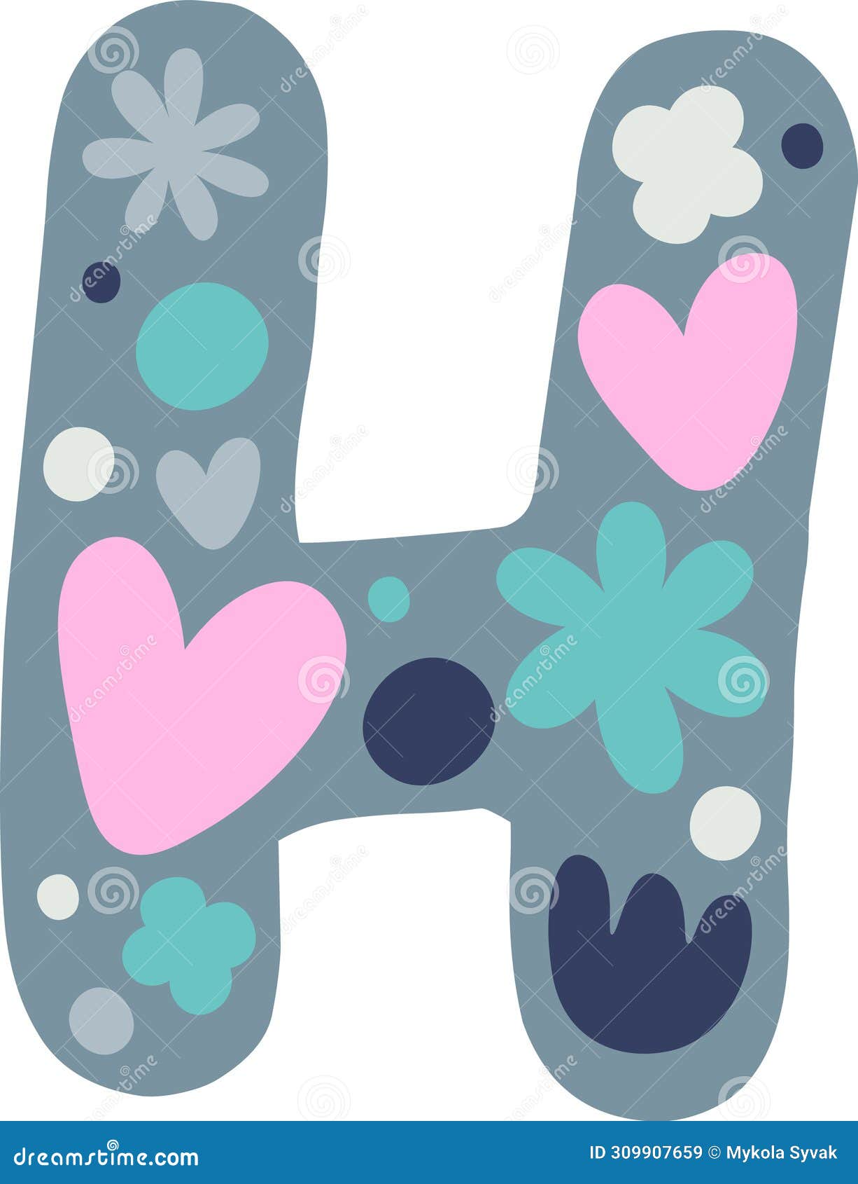 H Letter Floral Alphabet stock vector. Illustration of text - 309907659