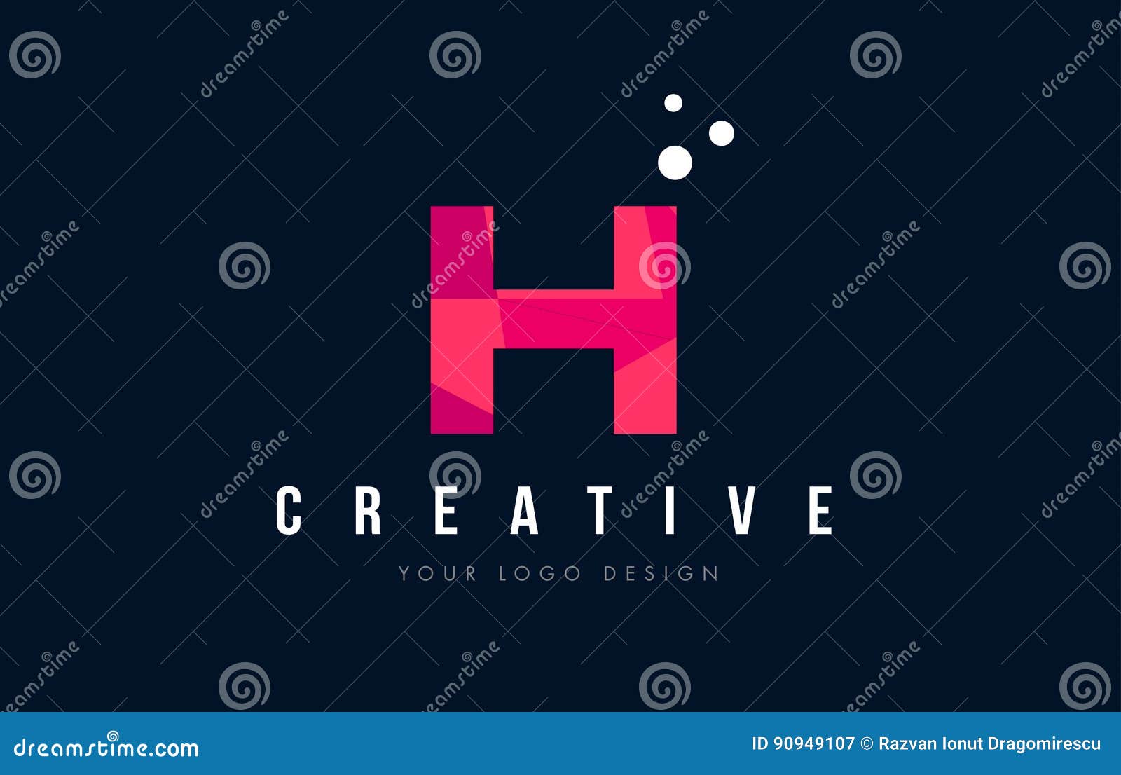 H Letter Logo with Purple Low Poly Pink Triangles Concept Stock Vector ...