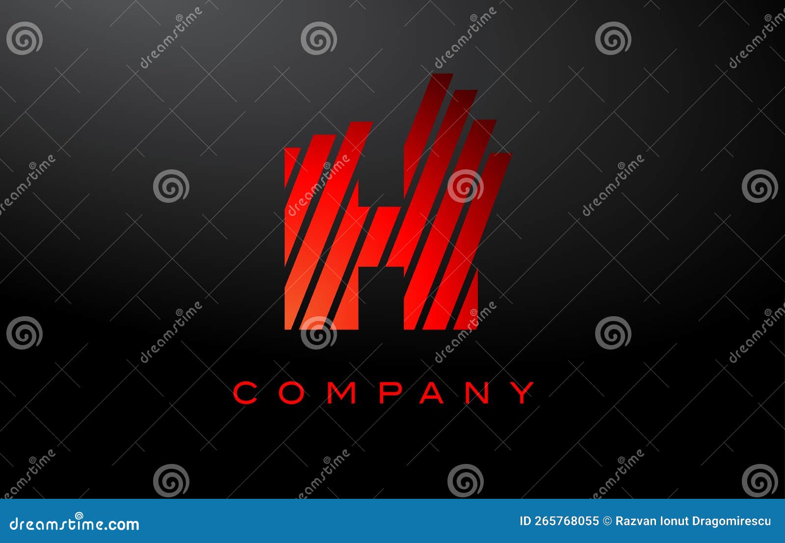 H Letter Logo with Red Lines Design Vector. Red Letter Icon ...