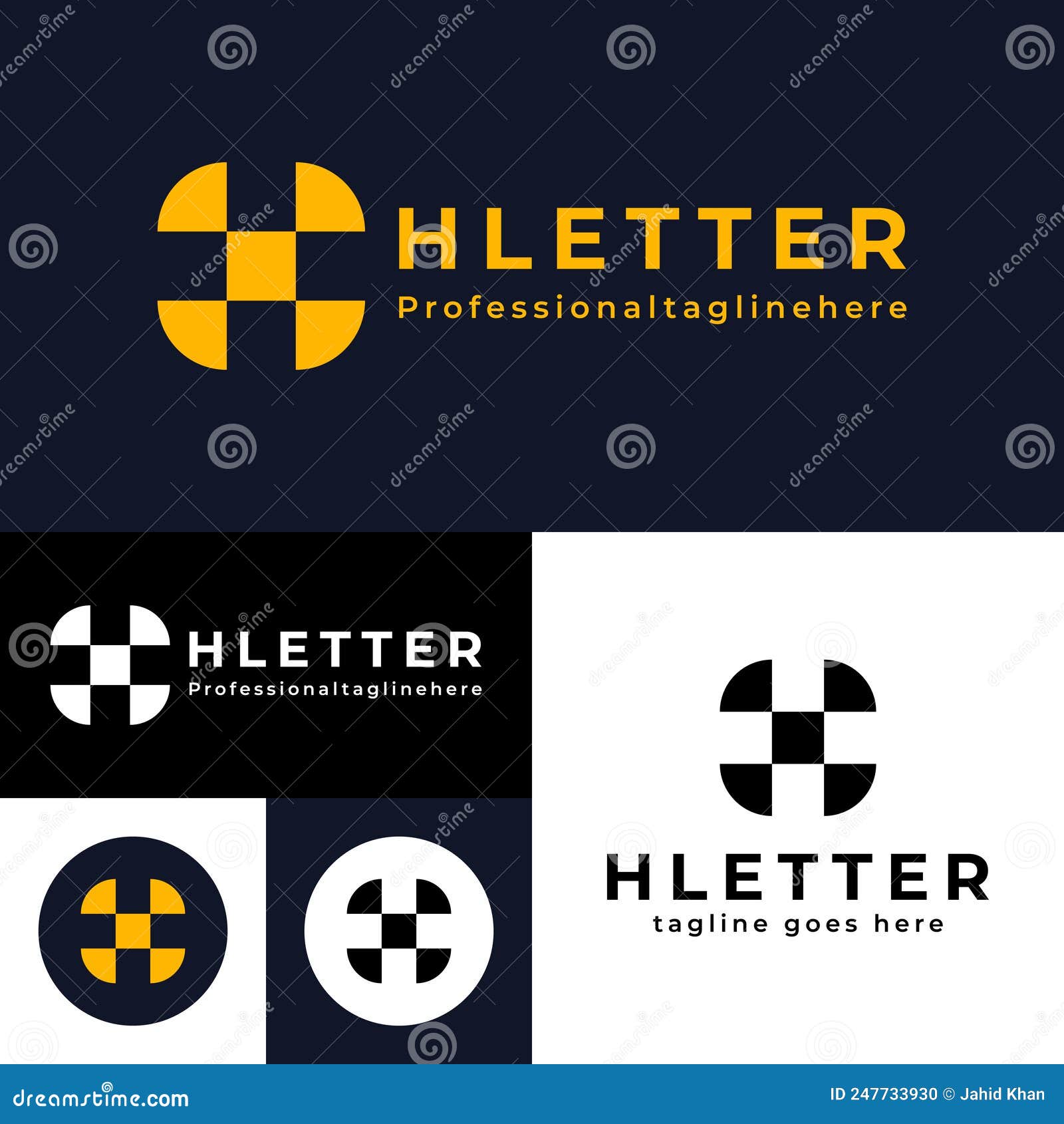 H Letter Logo.Round Square Shape Logo Template.Vector Illustration ...