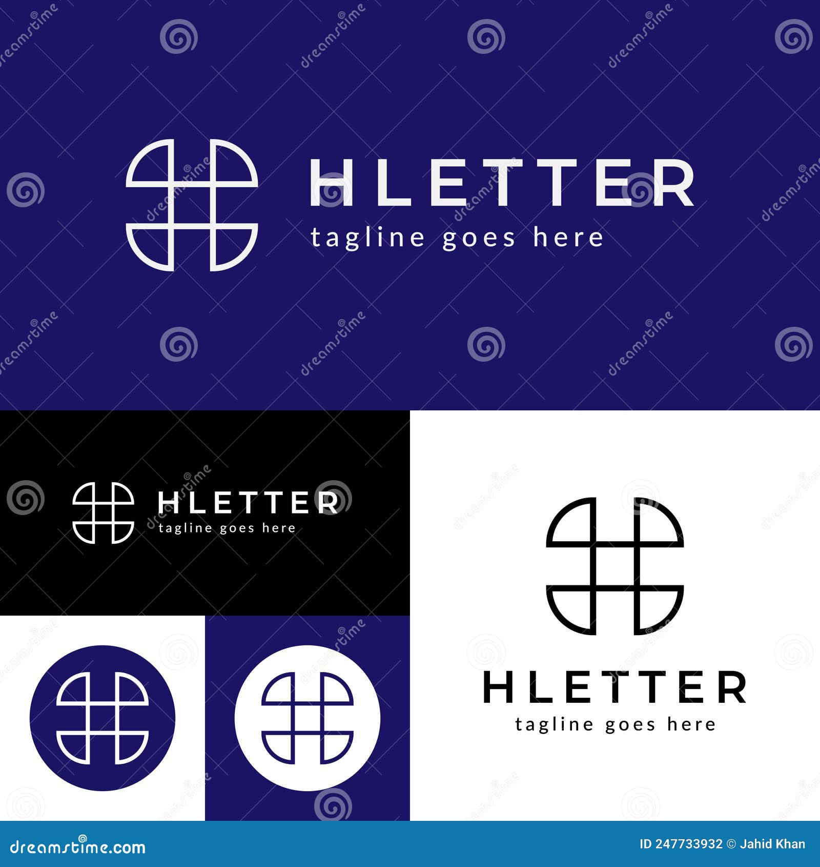 H Letter Logo.Round Square Shape Logo Template.Vector Illustration ...