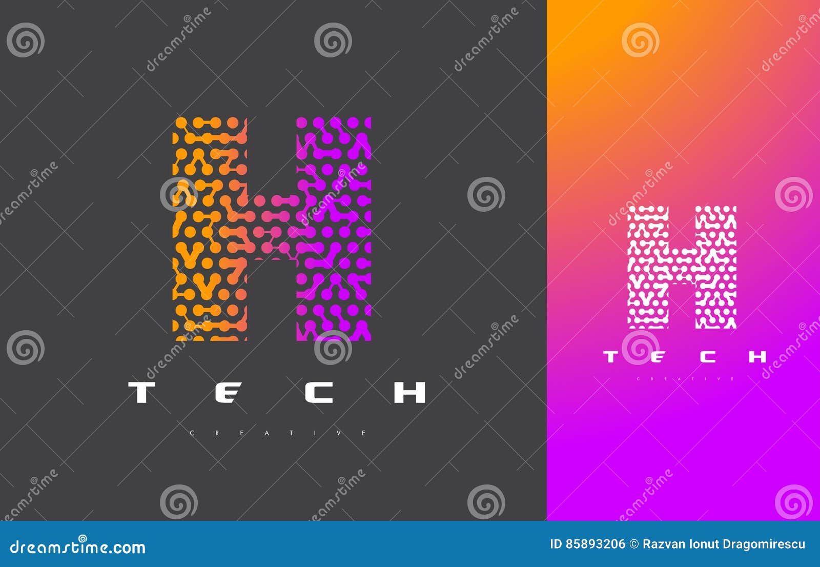 H Letter Logo Technology. Connected Dots Letter Design Vector. Stock ...