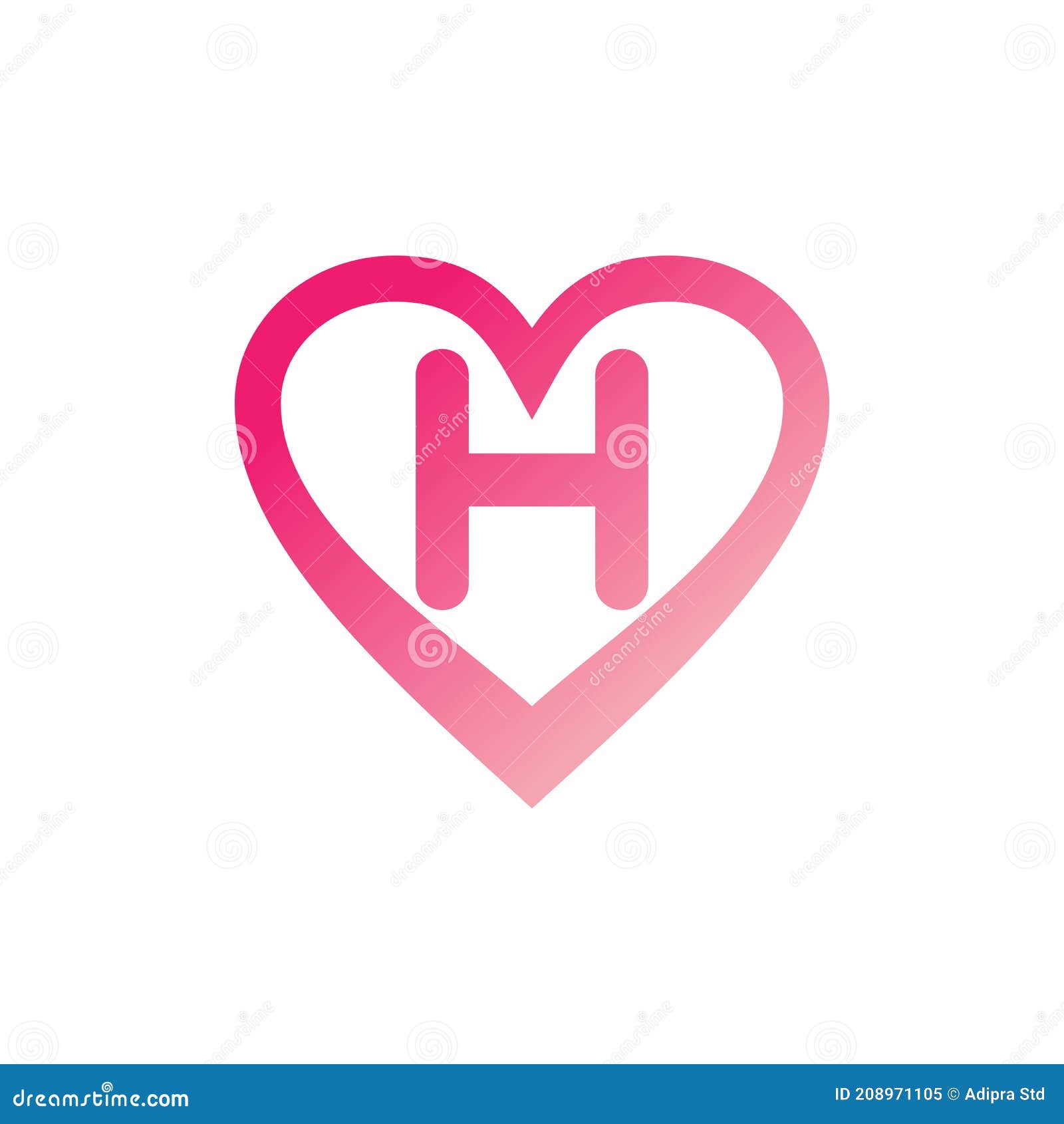 H Letter in Pink Love Sign Logo Stock Vector - Illustration of wedding ...
