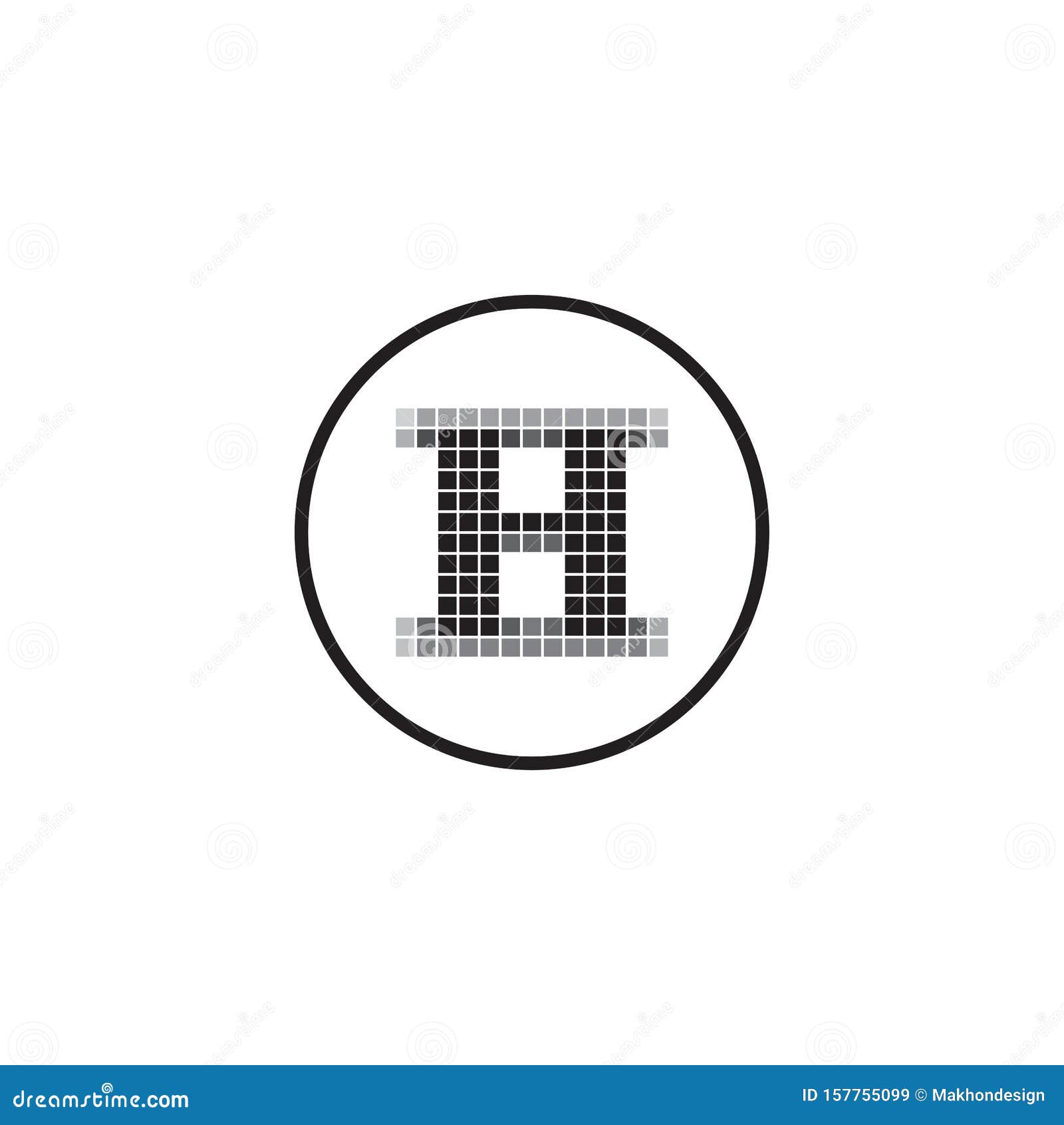 H Letter Pixel Motion Logo Design, Square Pixel H Letter Vector Logo ...