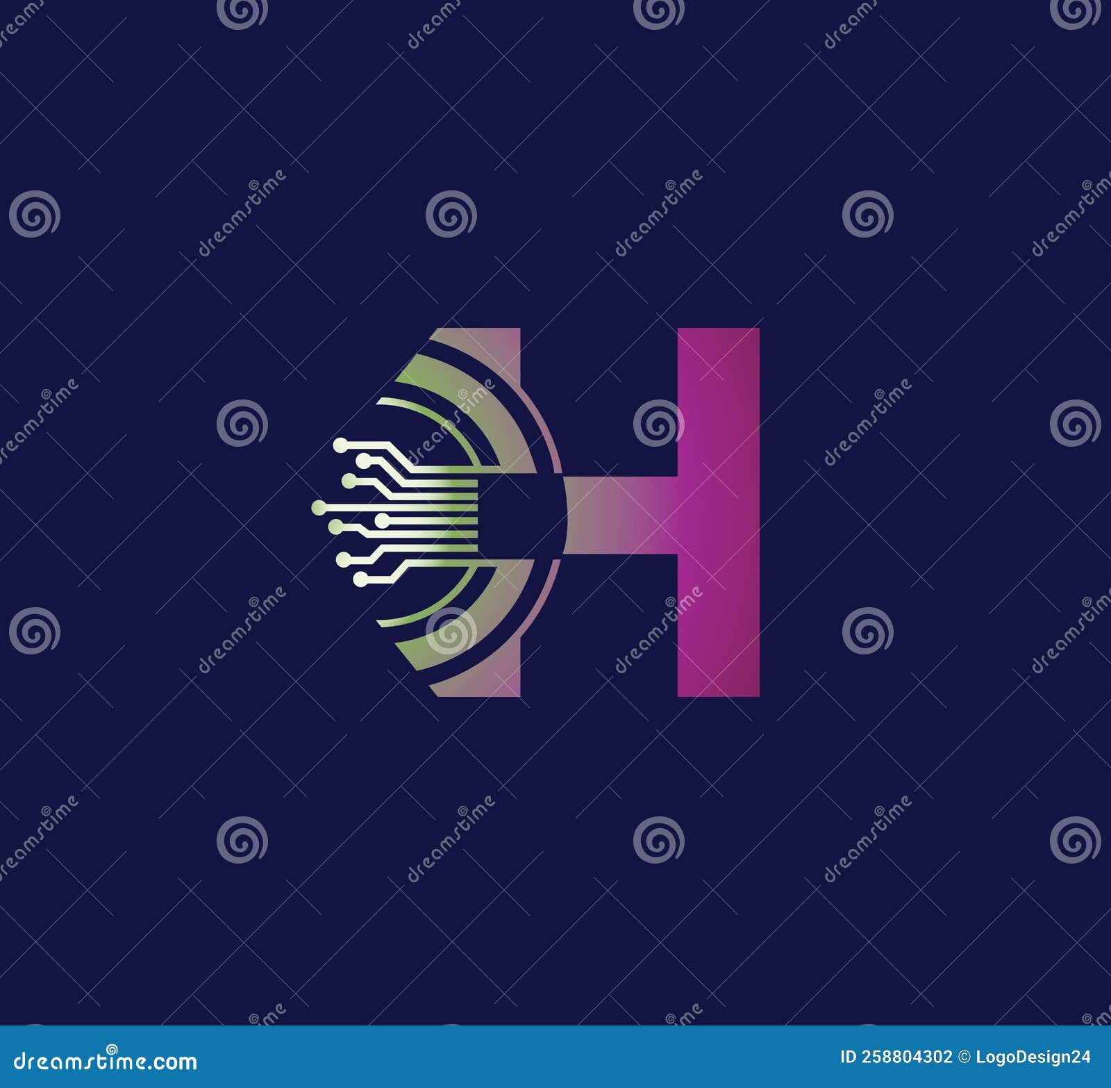 H Letter Technology Logo Design. with Communication Service. Modern ...