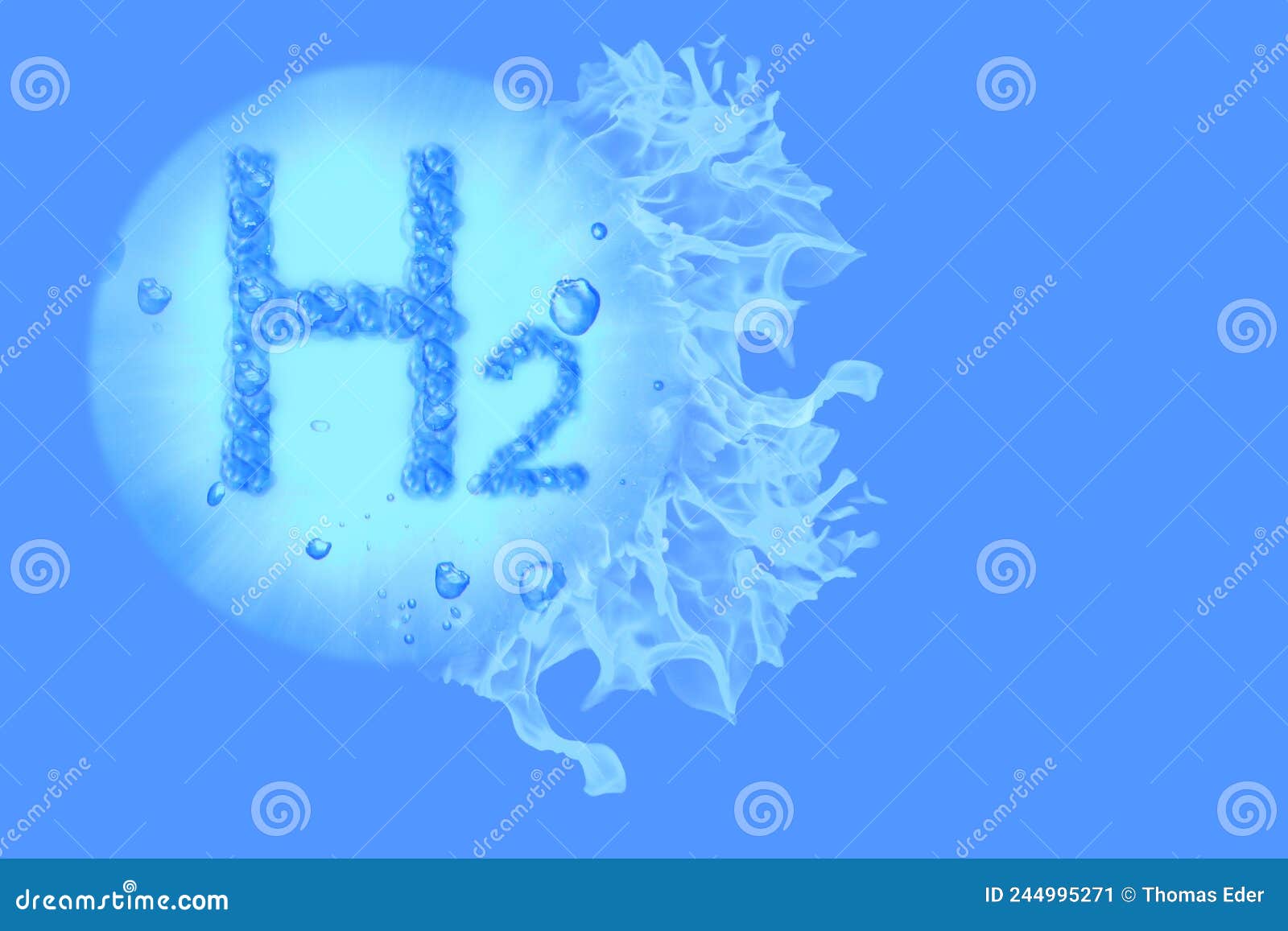 H2 Letters Hydrogen Green Energy of the Future with Blue Fire Right ...