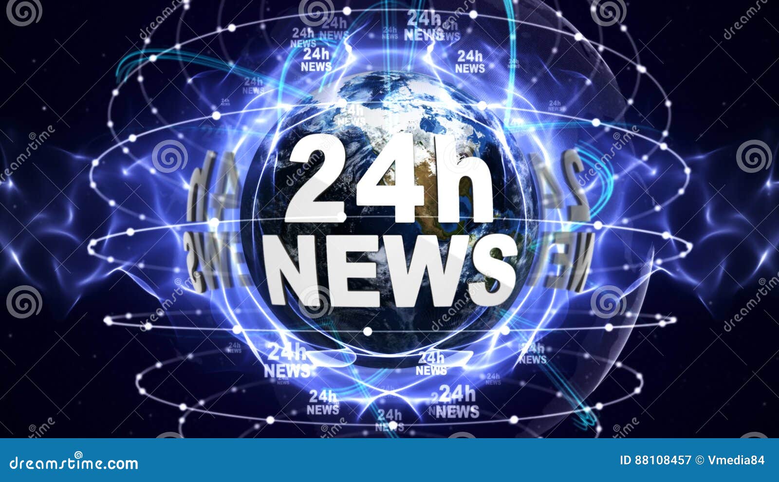 24h NEWS Text Around the World, Computer Graphics Stock Illustration ...