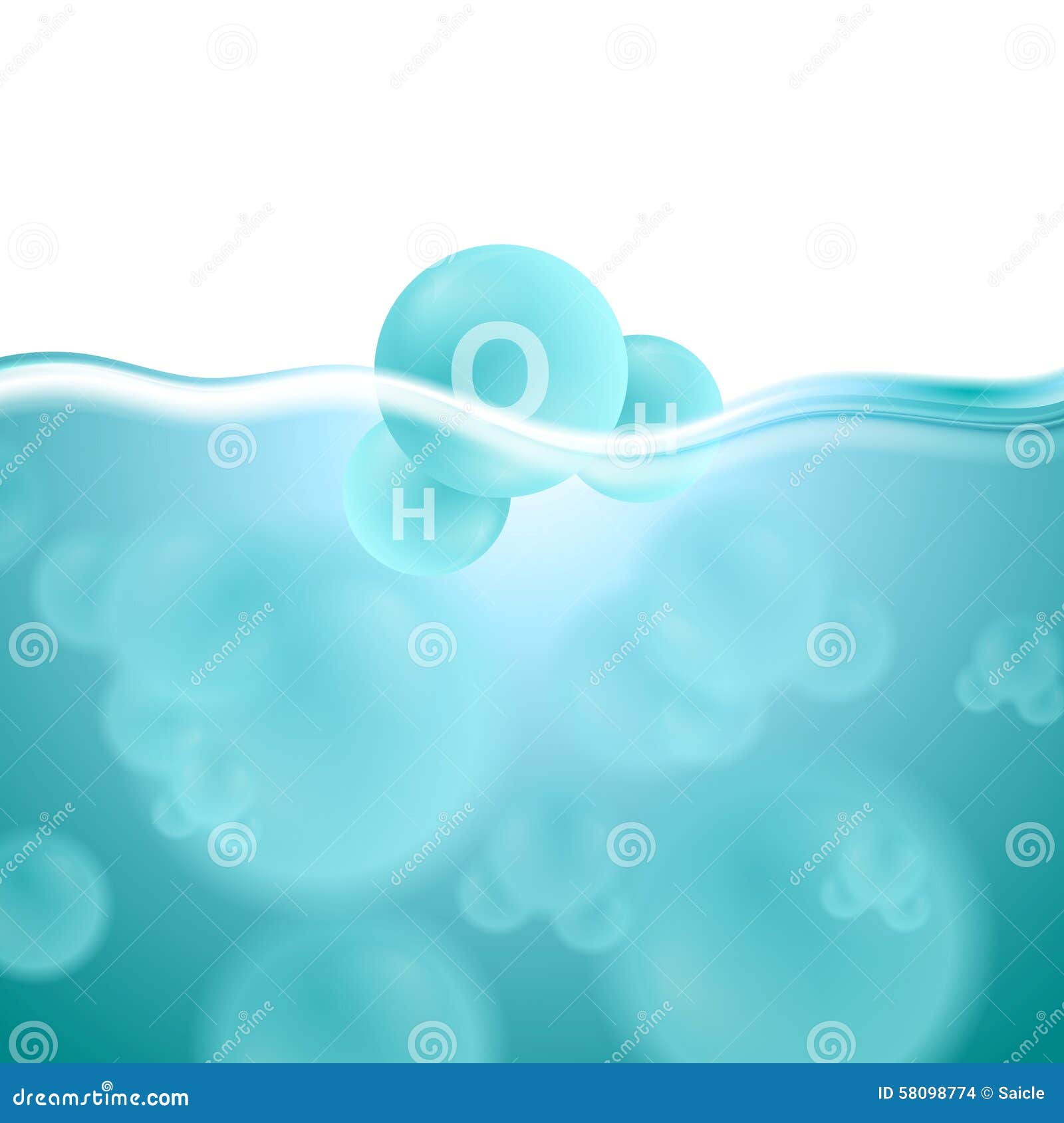 H2o Blue Water Surface with Molecule Vector Stock Vector - Illustration ...