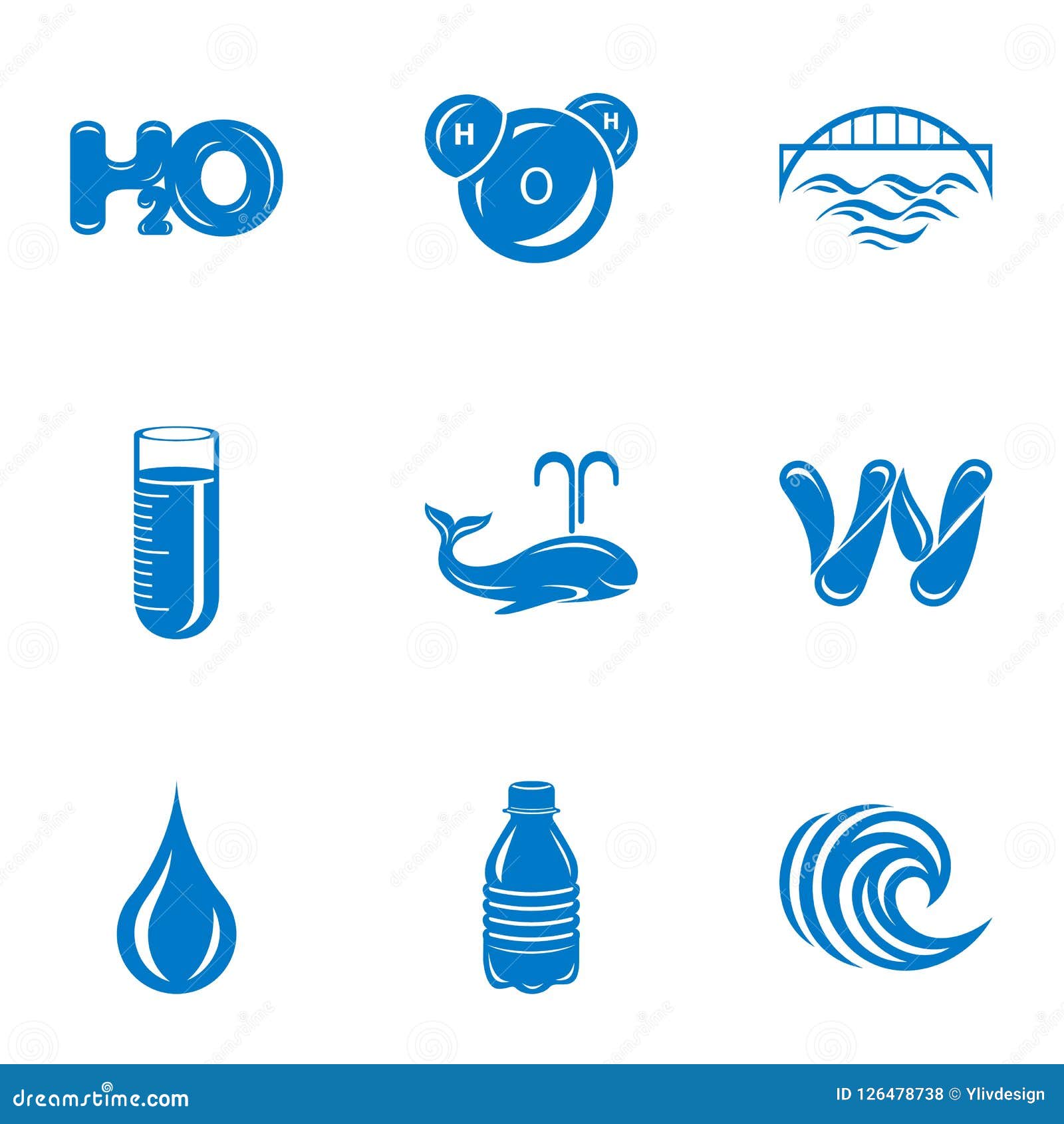 H2O Icons Set, Simple Style Stock Vector - Illustration of nature ...