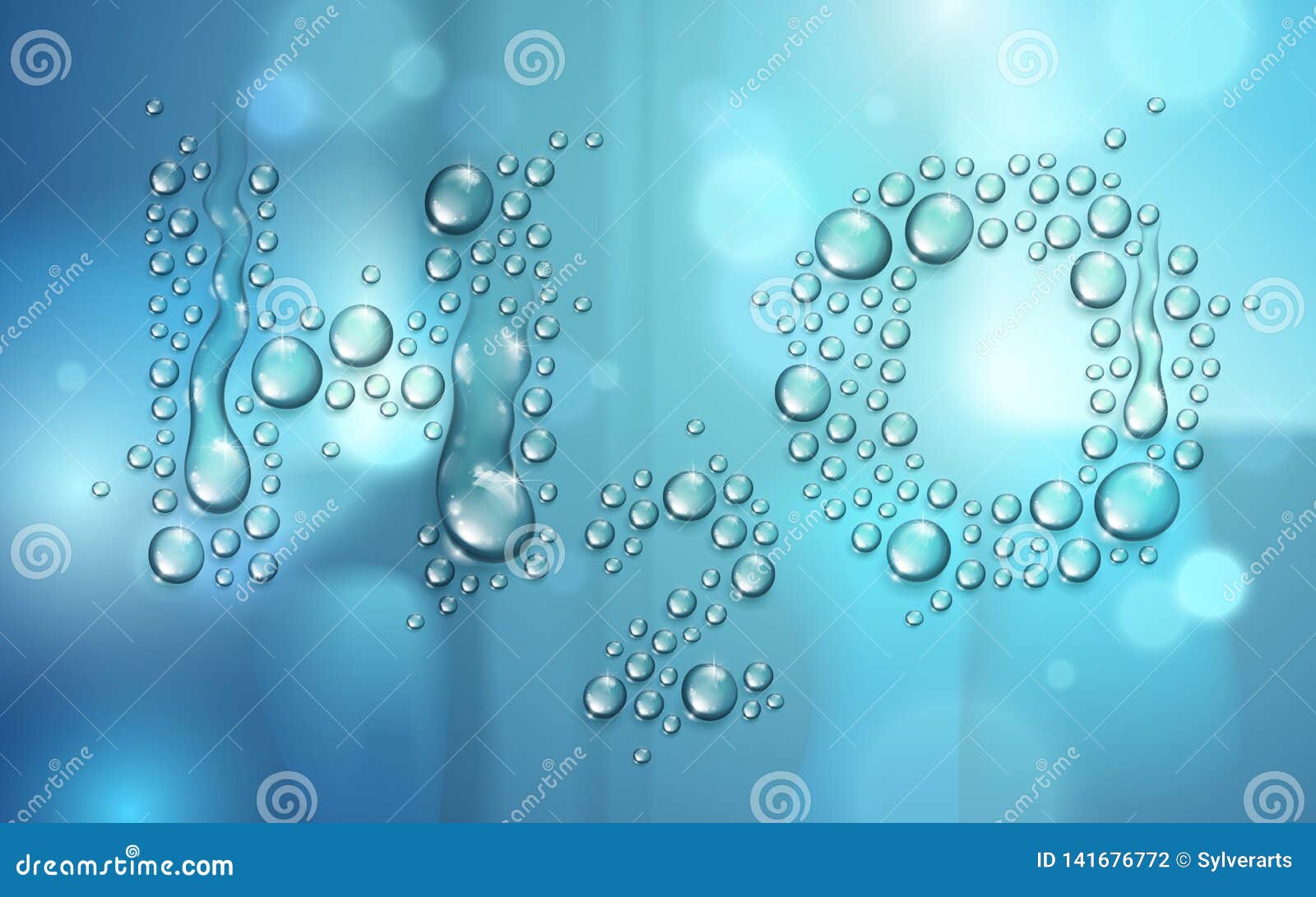 H2O Letters Designed with Realistic Water Drops with Blurred Background ...