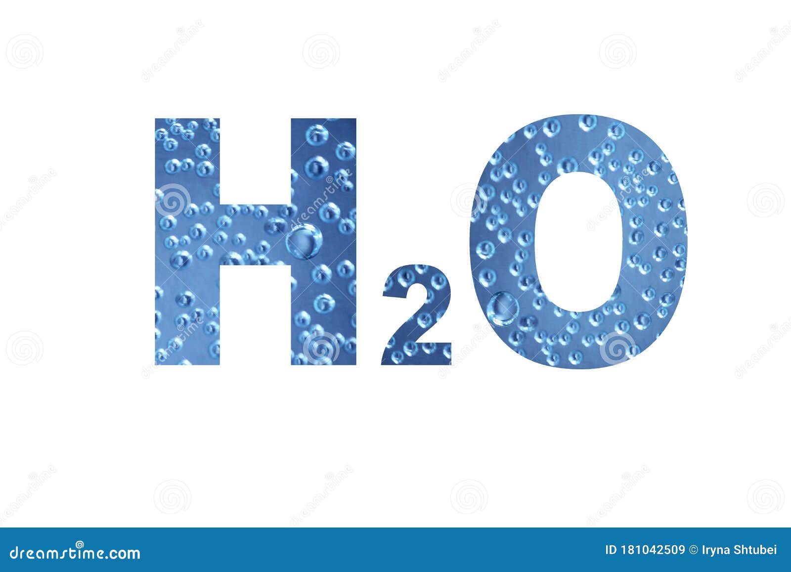 H2O Letters with Water Drops Isolated on White Background. H2O Water ...