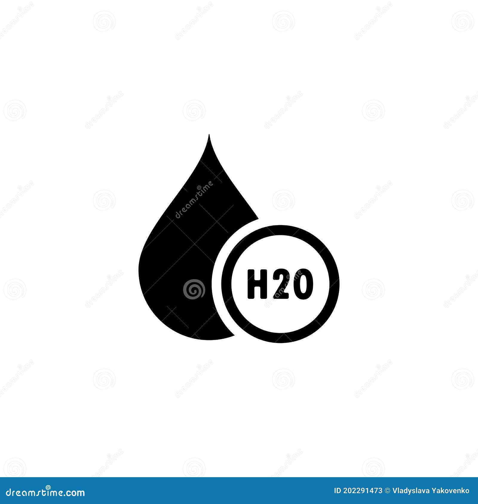 H2O. Water Drop Icon Logo. Chemical Formula H2O. Vector Illustration ...
