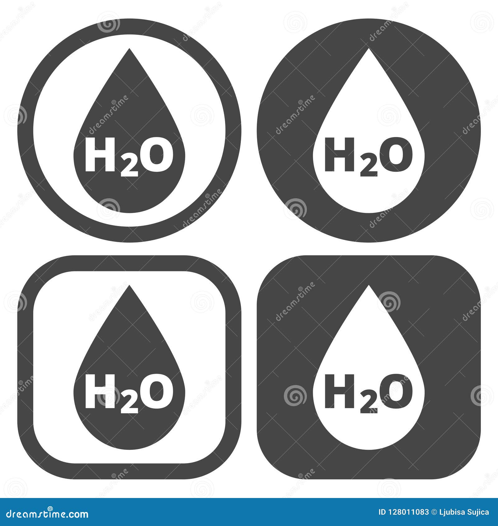 H2O Water drop sign icon stock vector. Illustration of badge - 128011083