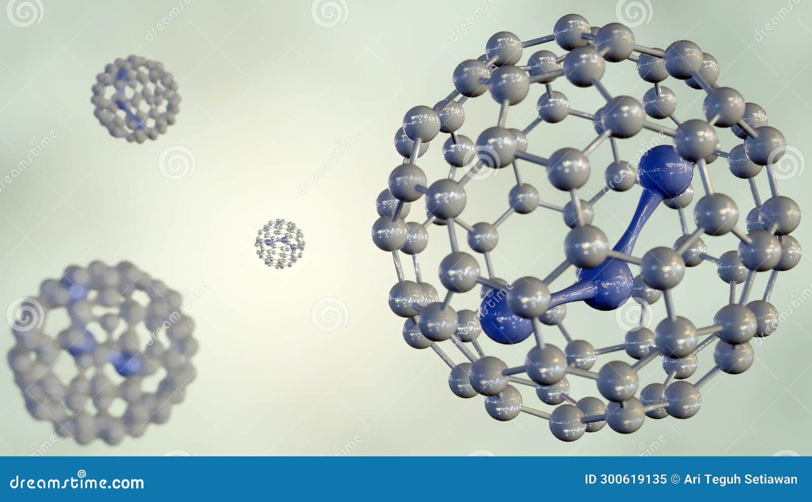 H2O or Water Molecule Inside the Fullerene C60 Cage Stock Illustration ...