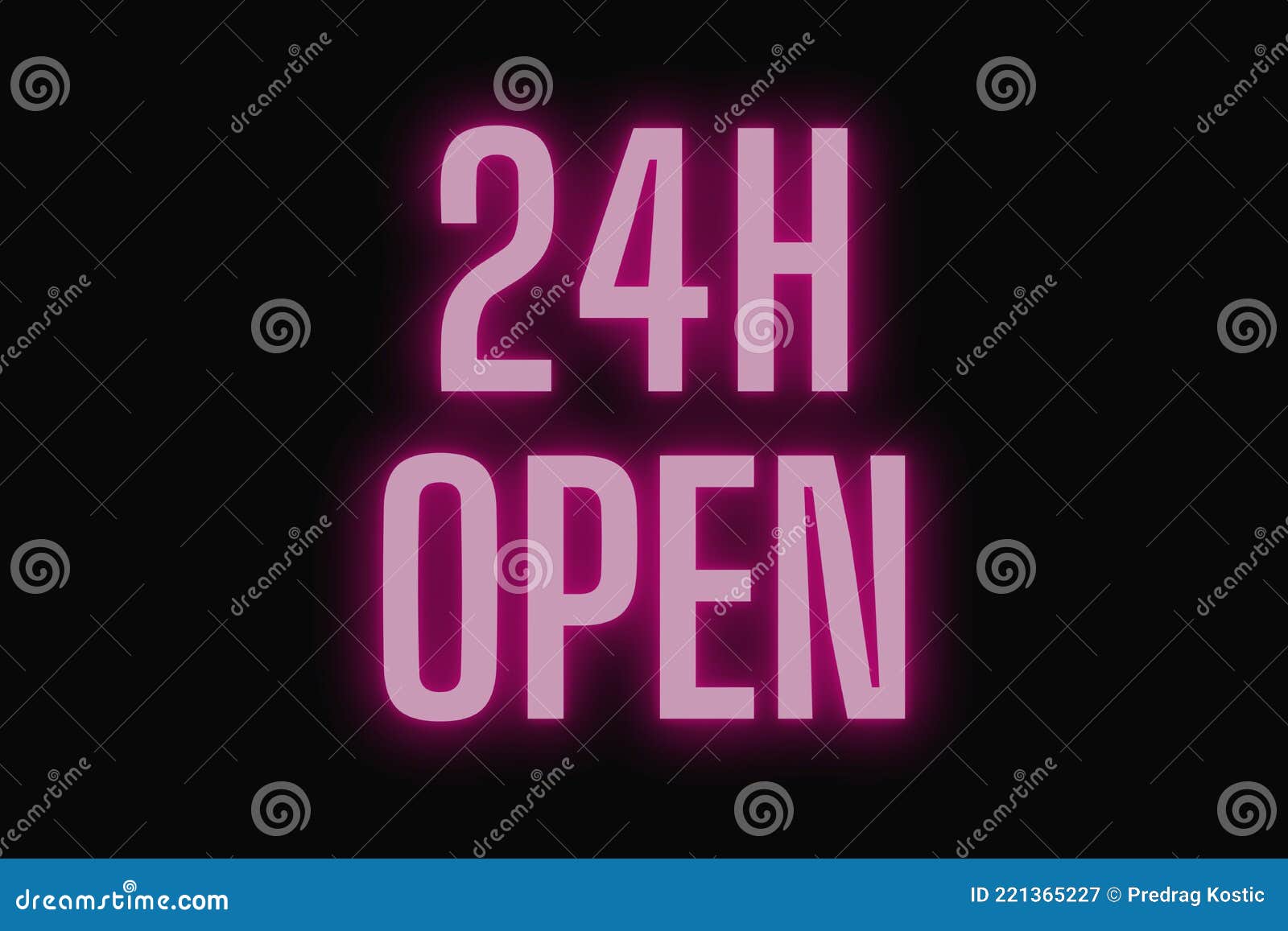24h OPEN stock illustration. Illustration of pink, text - 221365227