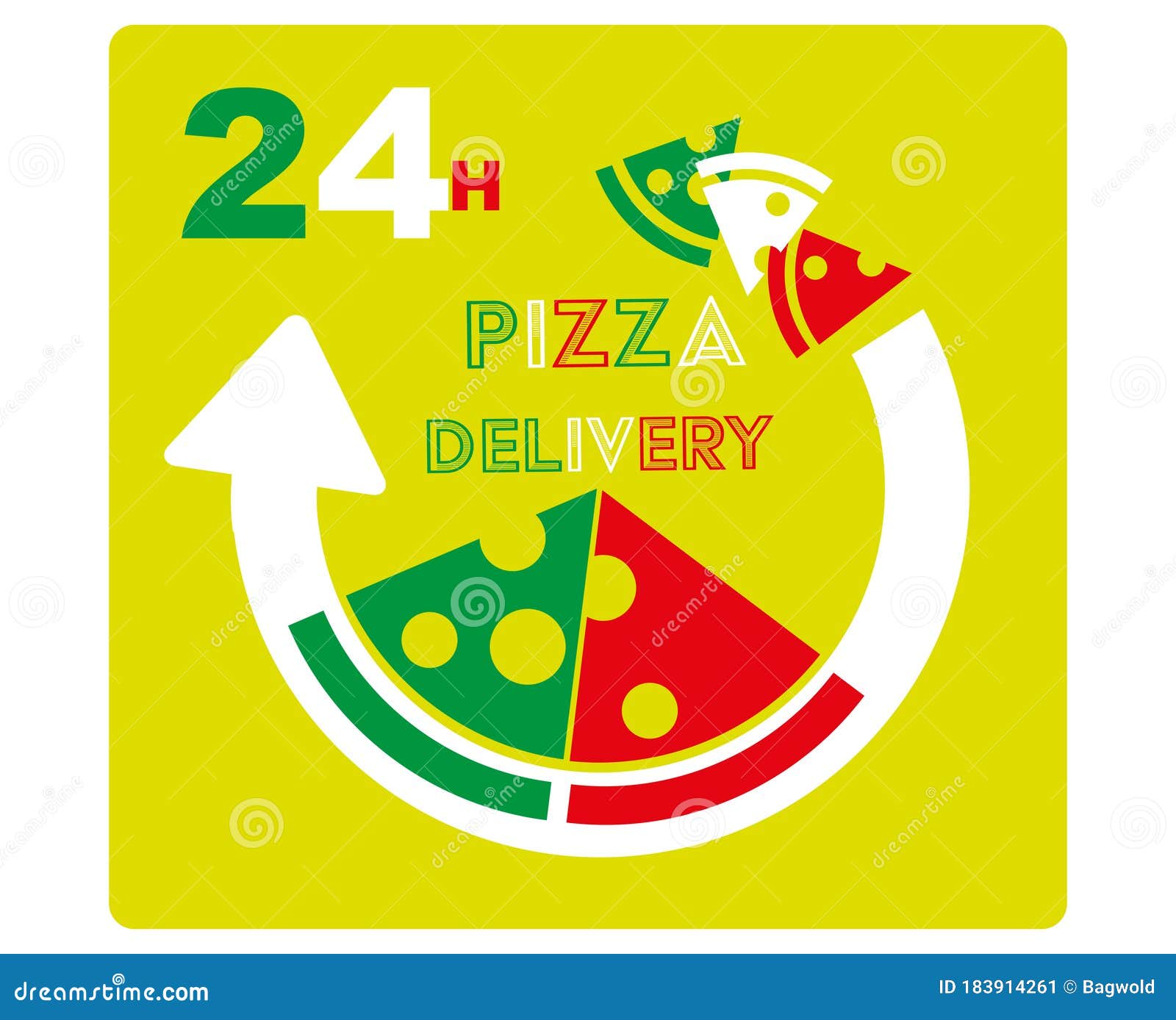 24H PIZZA DELIVERY VECTOR stock vector. Illustration of isolated ...
