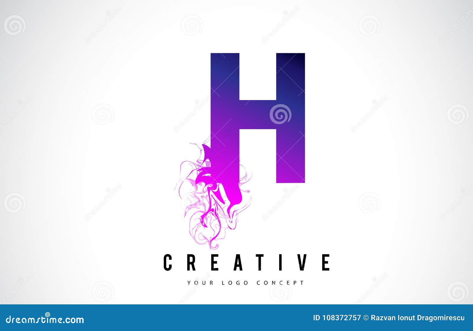 H Purple Letter Logo Design with Liquid Effect Flowing Stock Vector ...