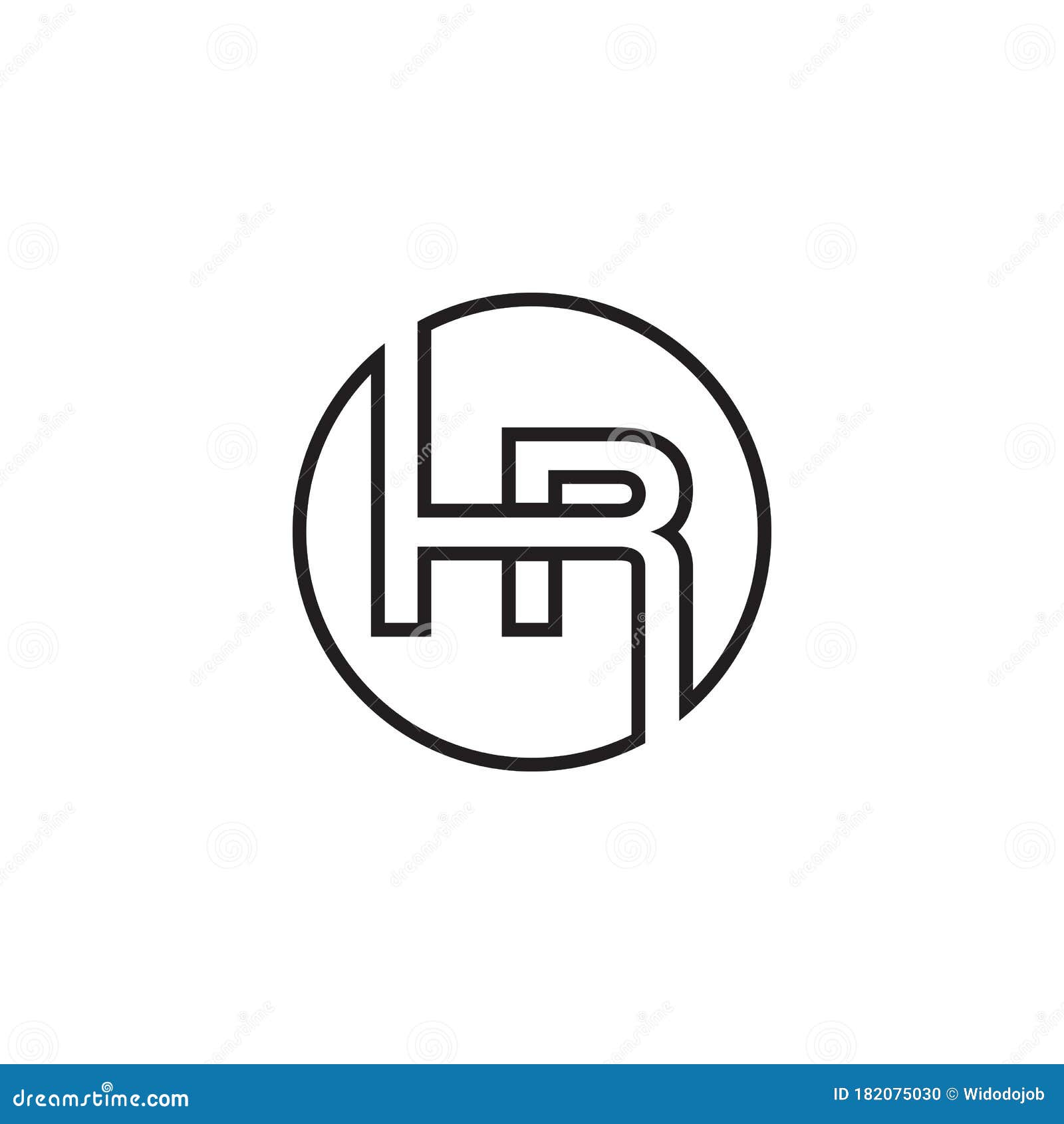 H R Initial Letter Circle Lines Logo Design Vector Stock Vector ...