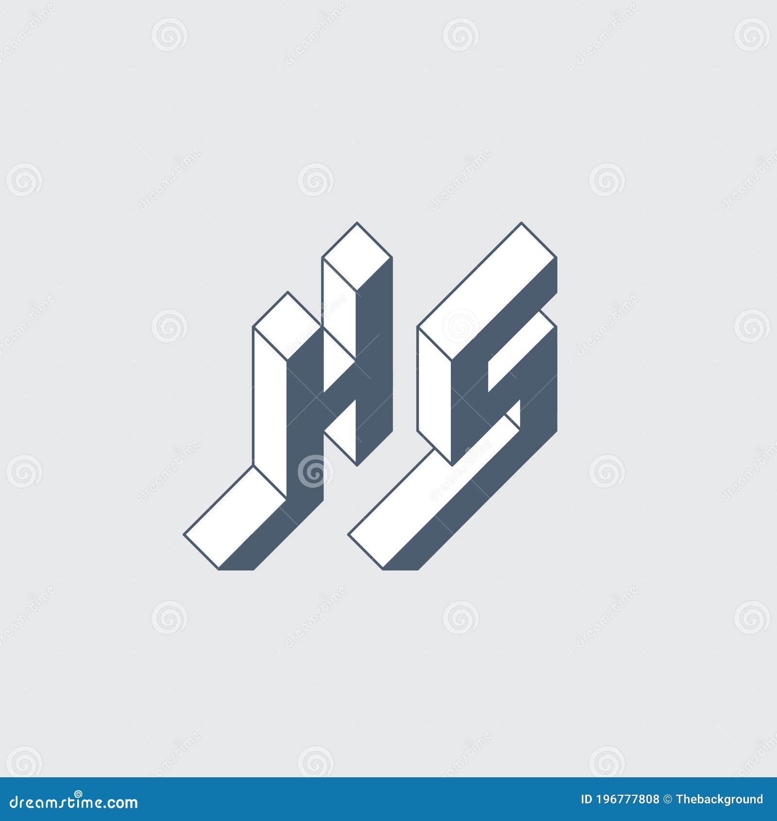 H and S - Monogram or Logotype. HS - 2-letter Code. Isometric 3d Font ...