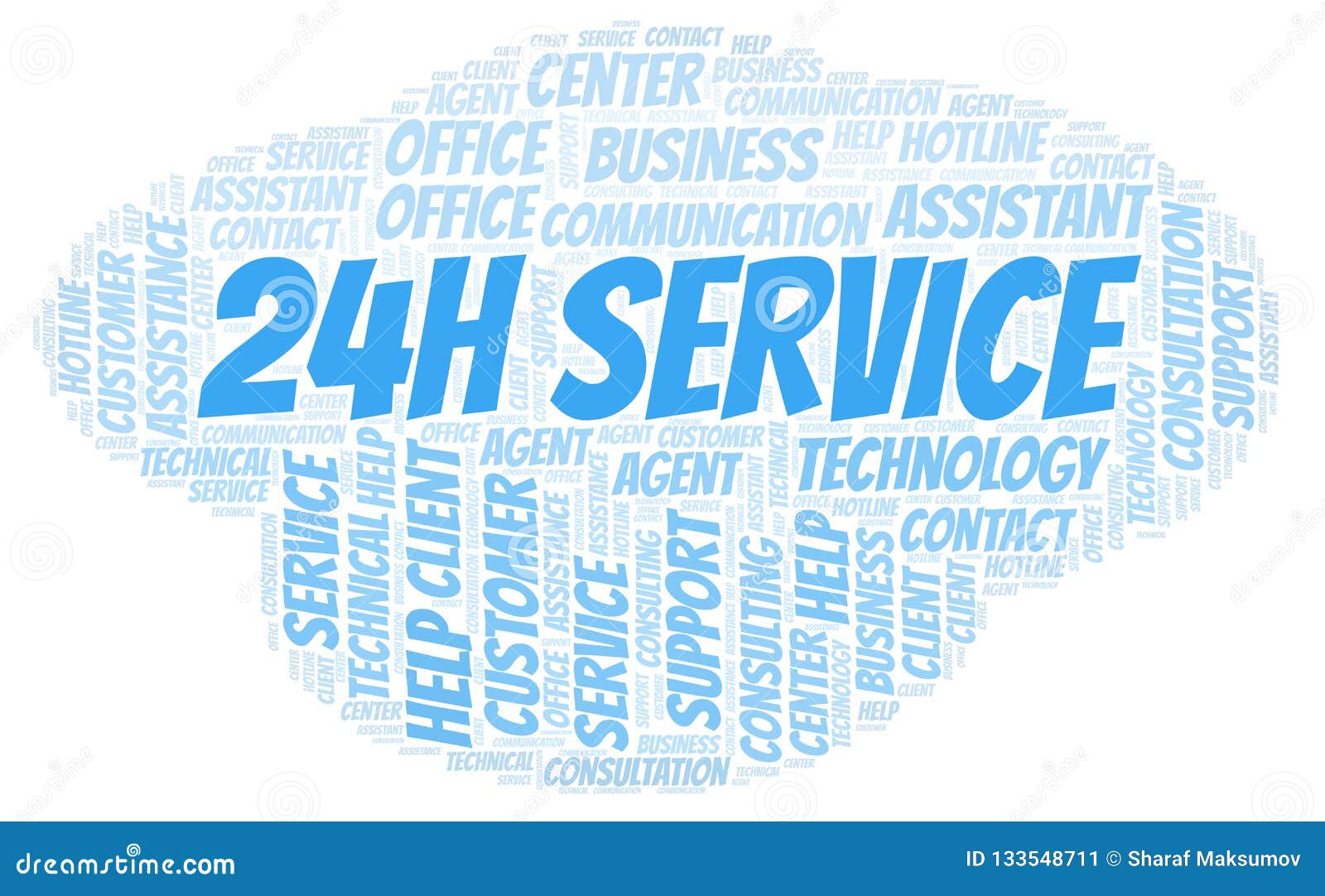 24h Service word cloud stock illustration. Illustration of collage ...
