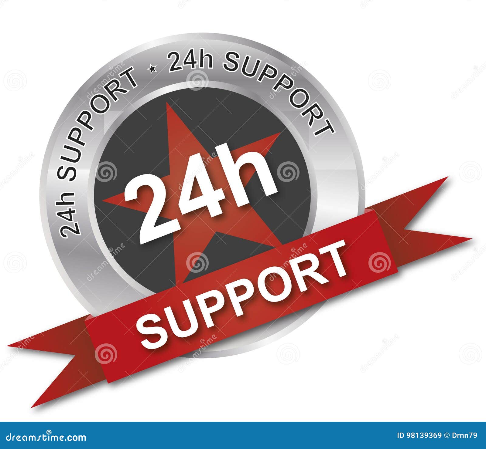 24h Support Silver Badge Web Icon Stock Illustration - Illustration of ...