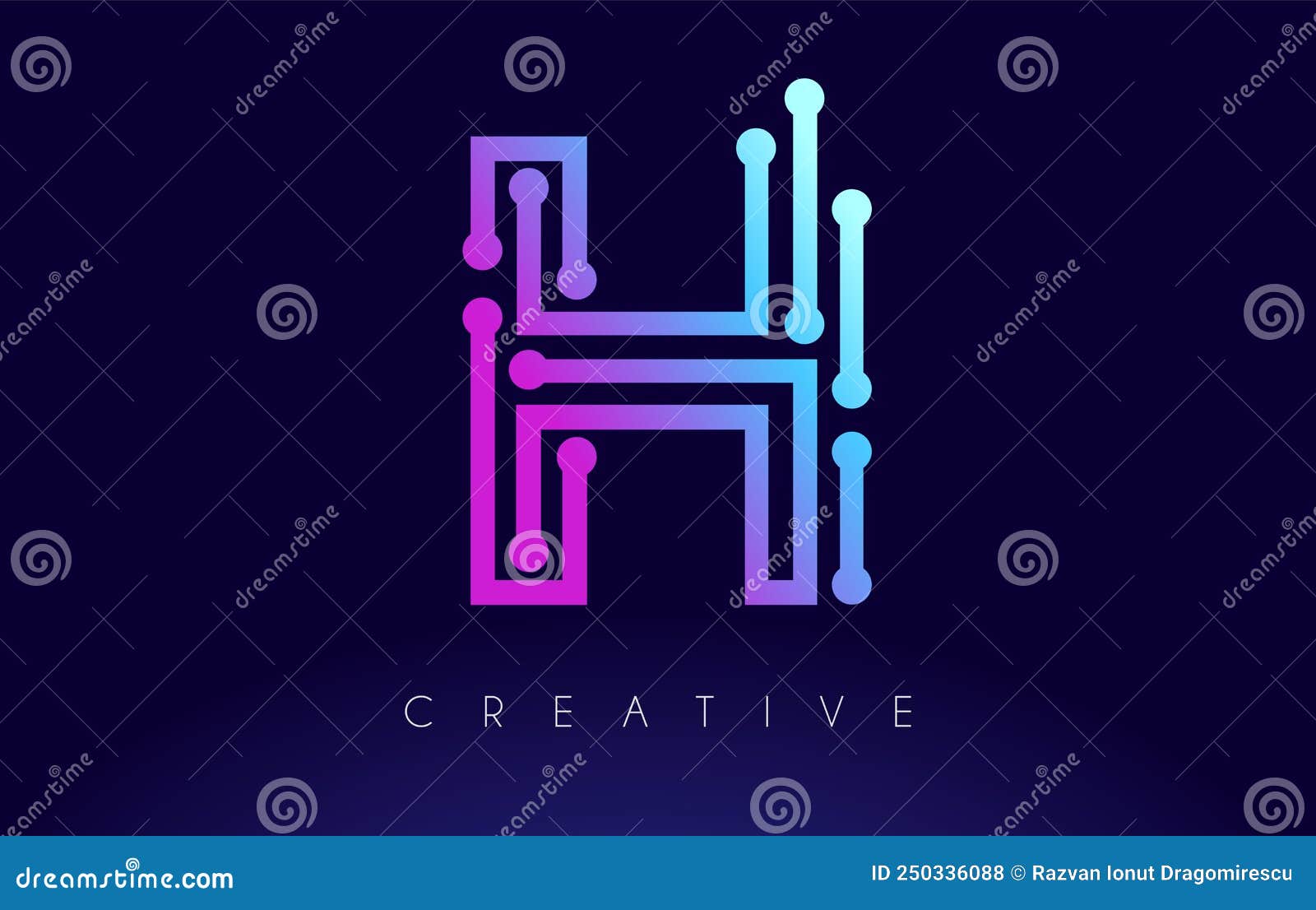 H Tech Letter Logo Concept with Connected Technology Dots Stock Vector ...