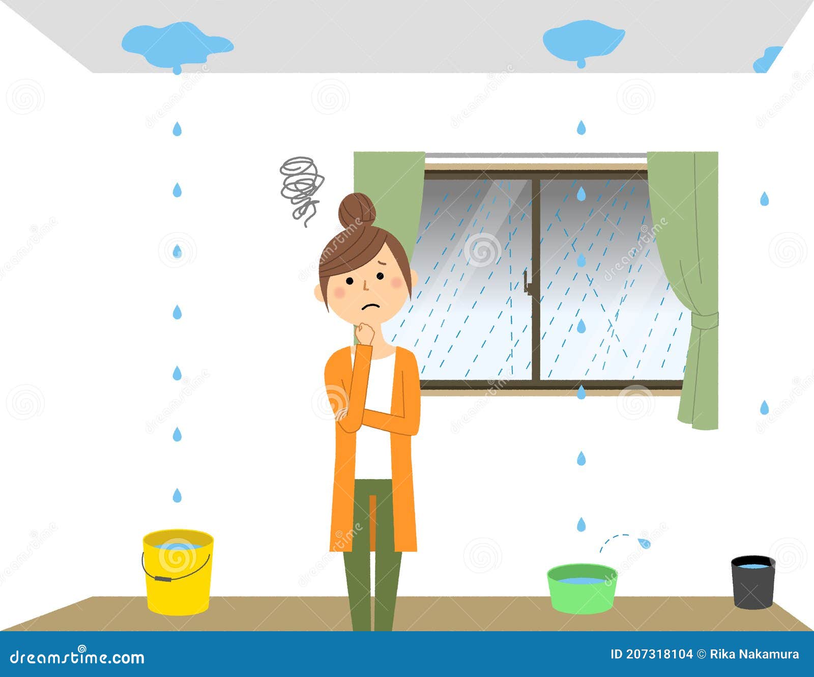 Leak In The Ceiling Cartoon Vector | CartoonDealer.com #41031565