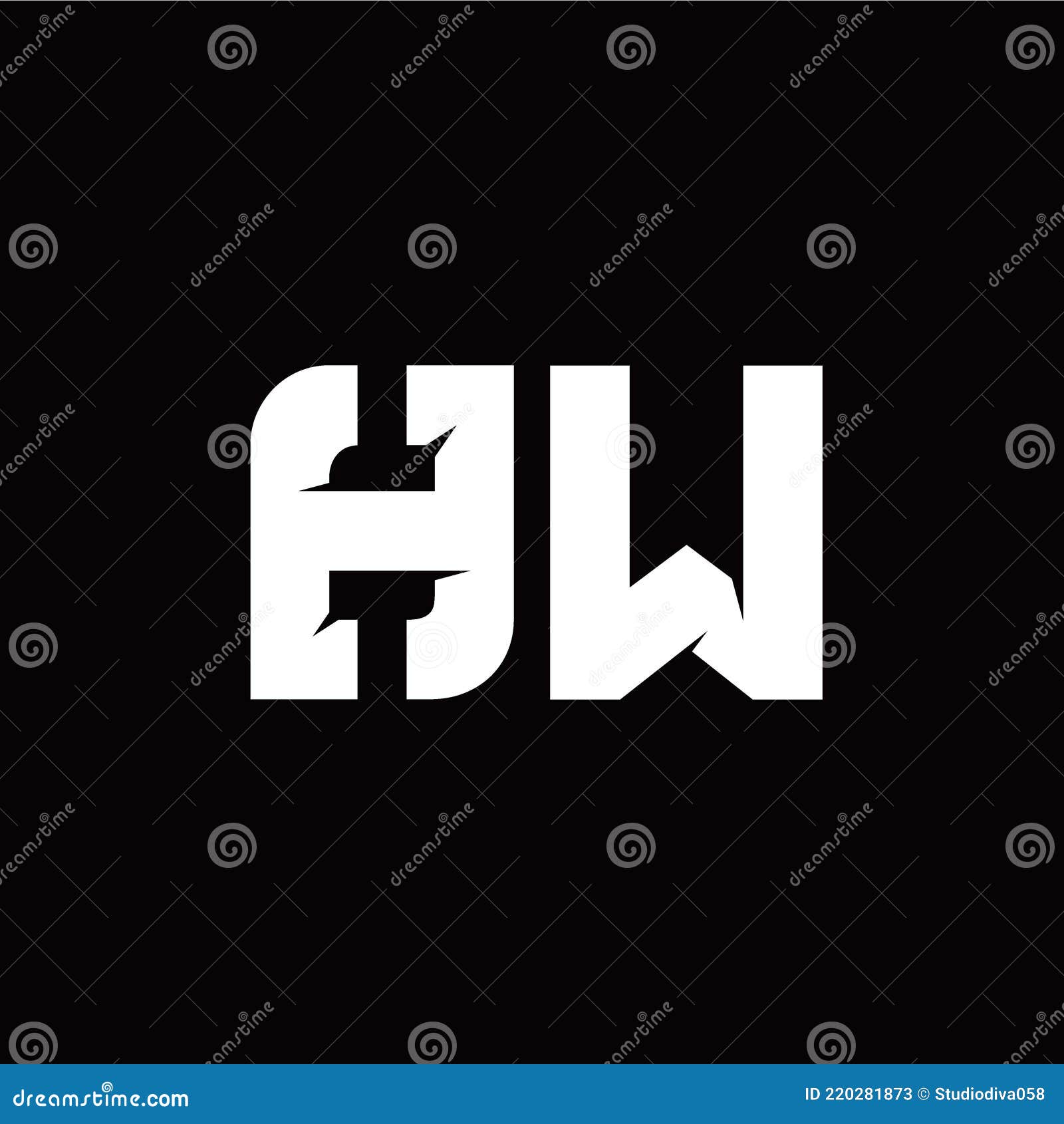 H W Letter Monogram Style Initial Logo Template Stock Vector ...