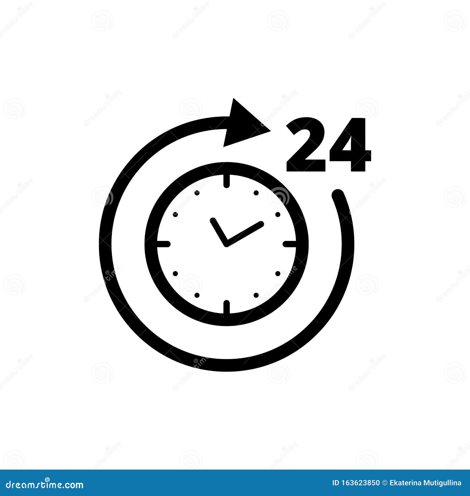 24h Working Time Black Icon Stock Vector - Illustration of symbol ...