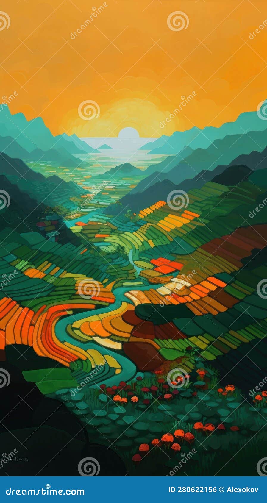 Ha Giang Terraced Fields and Mountain Ridges at Dusk . Stock ...