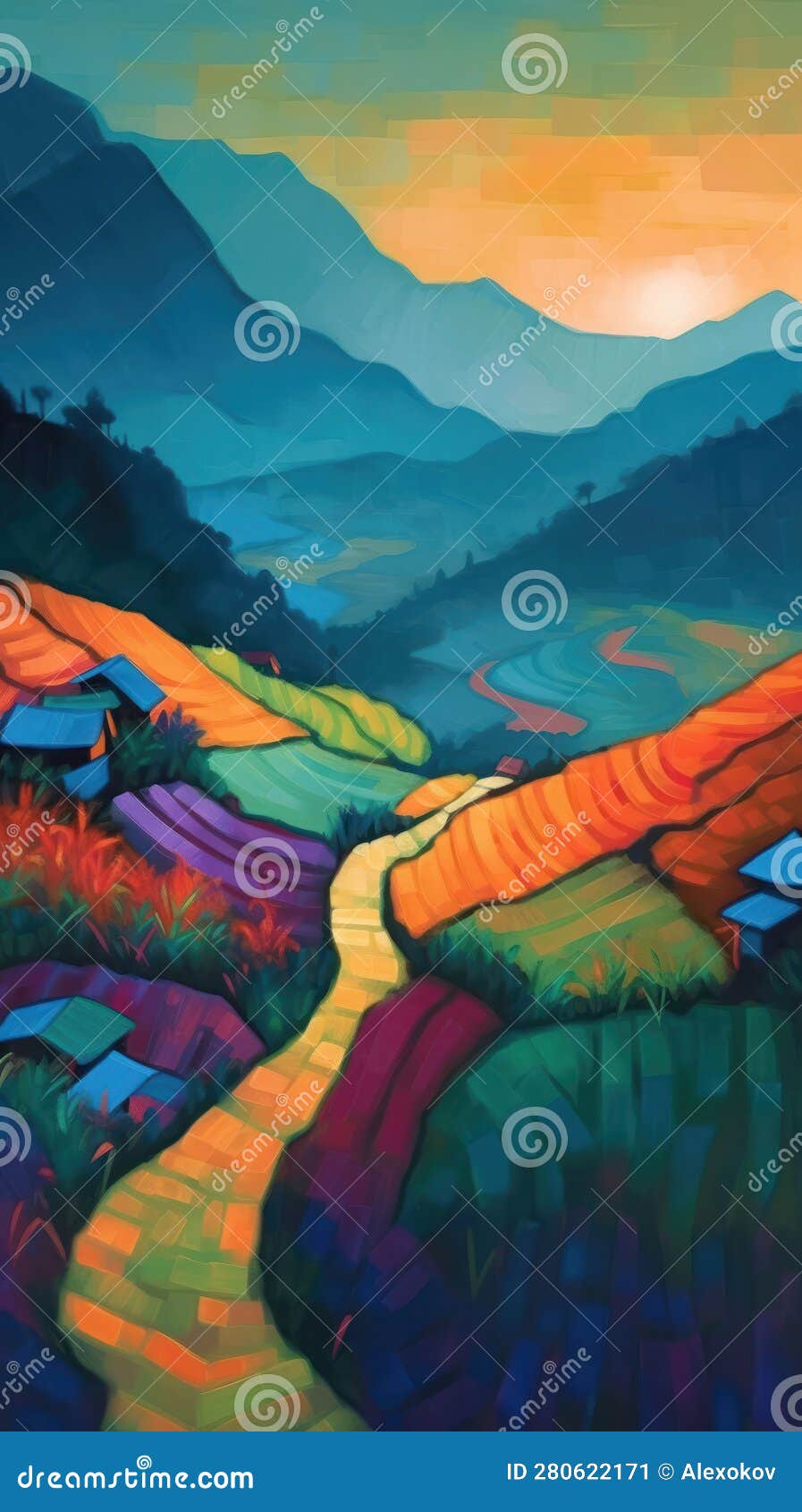 Ha Giang Terraced Fields and Mountain Ridges at Dusk . Stock ...