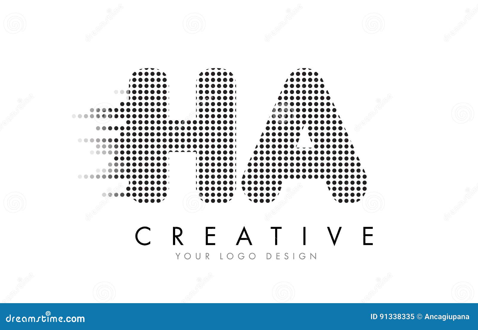 HA H a Letter Logo with Black Dots and Trails. Stock Vector ...