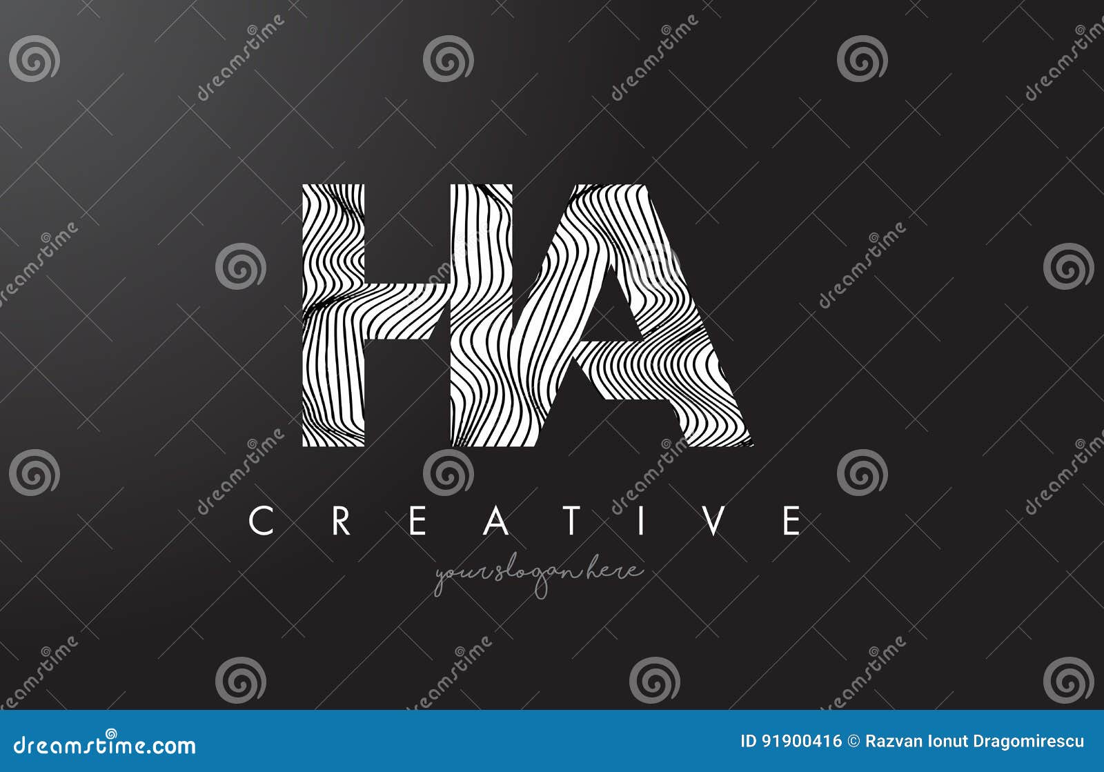 HA H a Letter Logo with Zebra Lines Texture Design Vector. Stock Vector ...