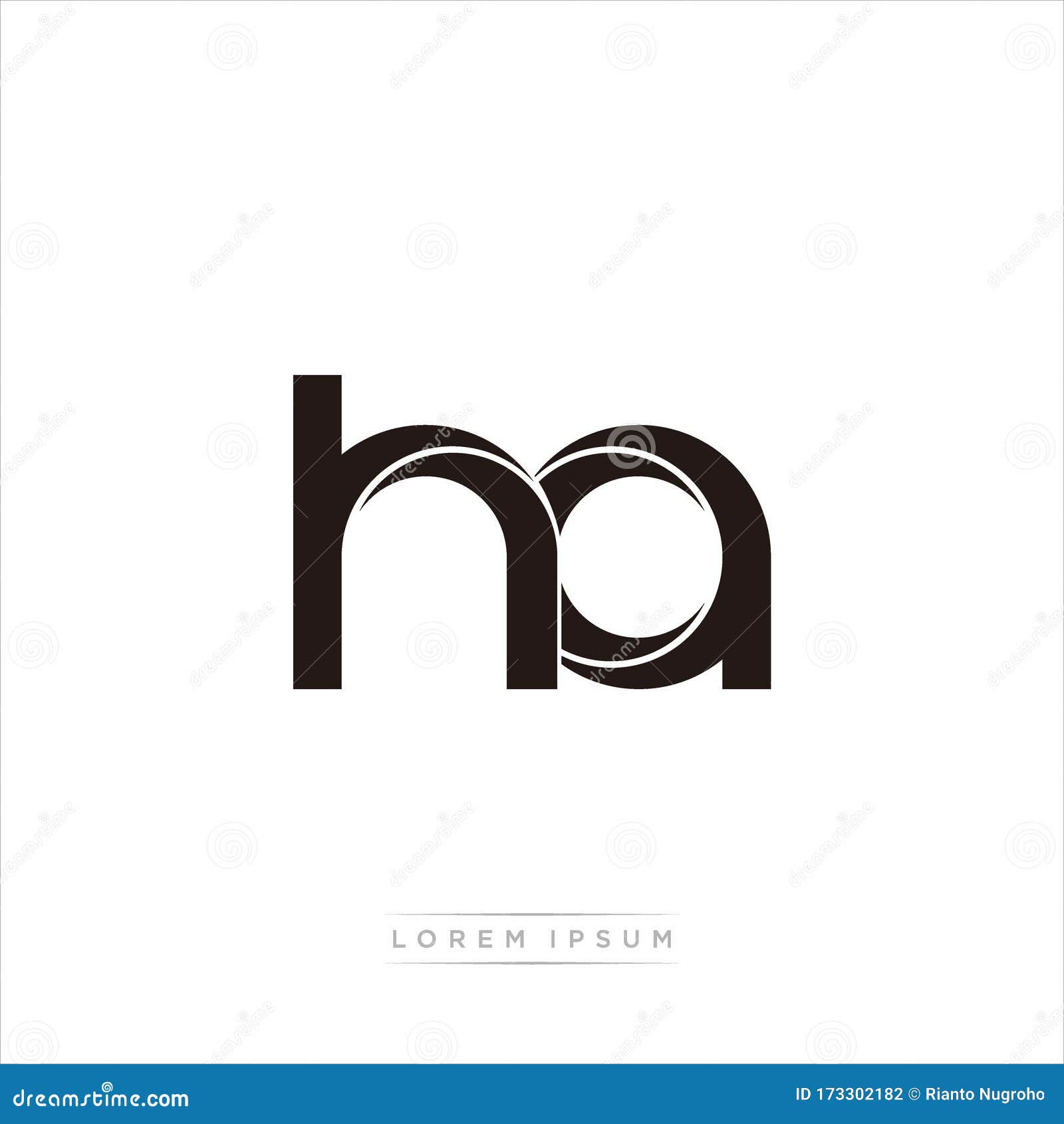 Ha Initial Letter Split Lowercase Modern Monogram Linked Outline ...