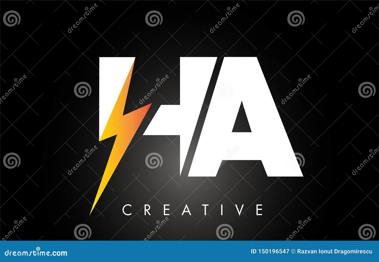 HA Letter Logo Design with Lighting Thunder Bolt. Electric Bolt Letter ...