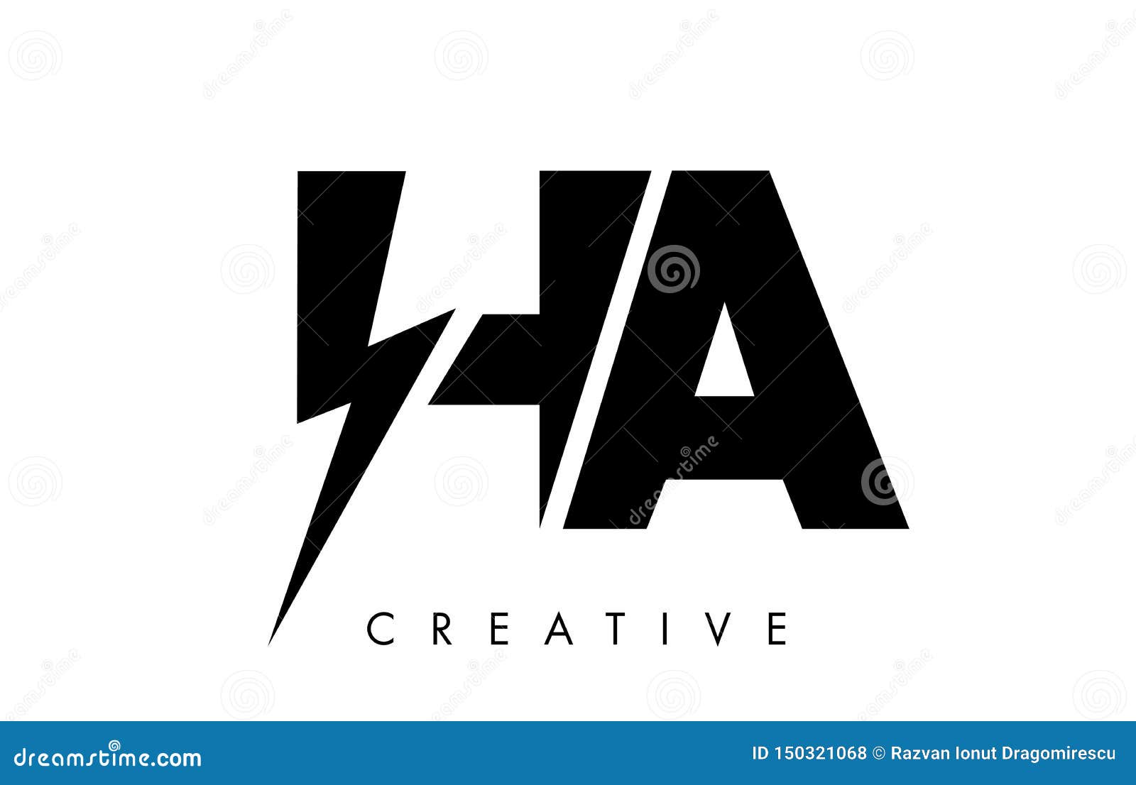 HA Letter Logo Design with Lighting Thunder Bolt. Electric Bolt Letter ...