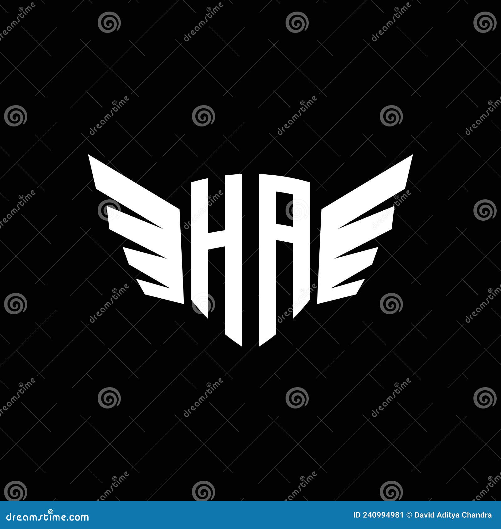 HA Monogram Wing Shape Style Stock Vector - Illustration of wing ...