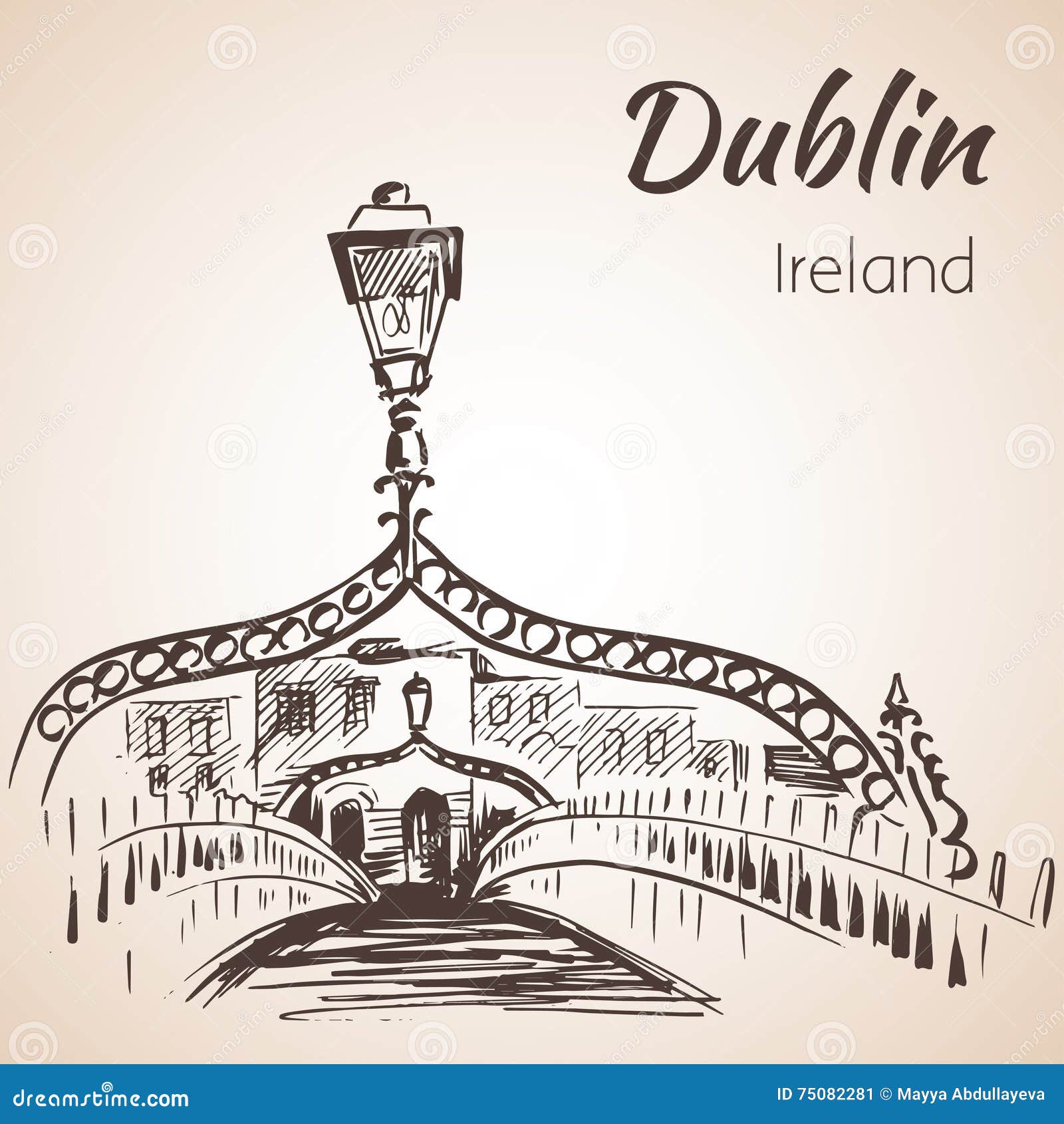 Dublin Ireland City Map In Retro Style In Golden Color. Outline Map ...