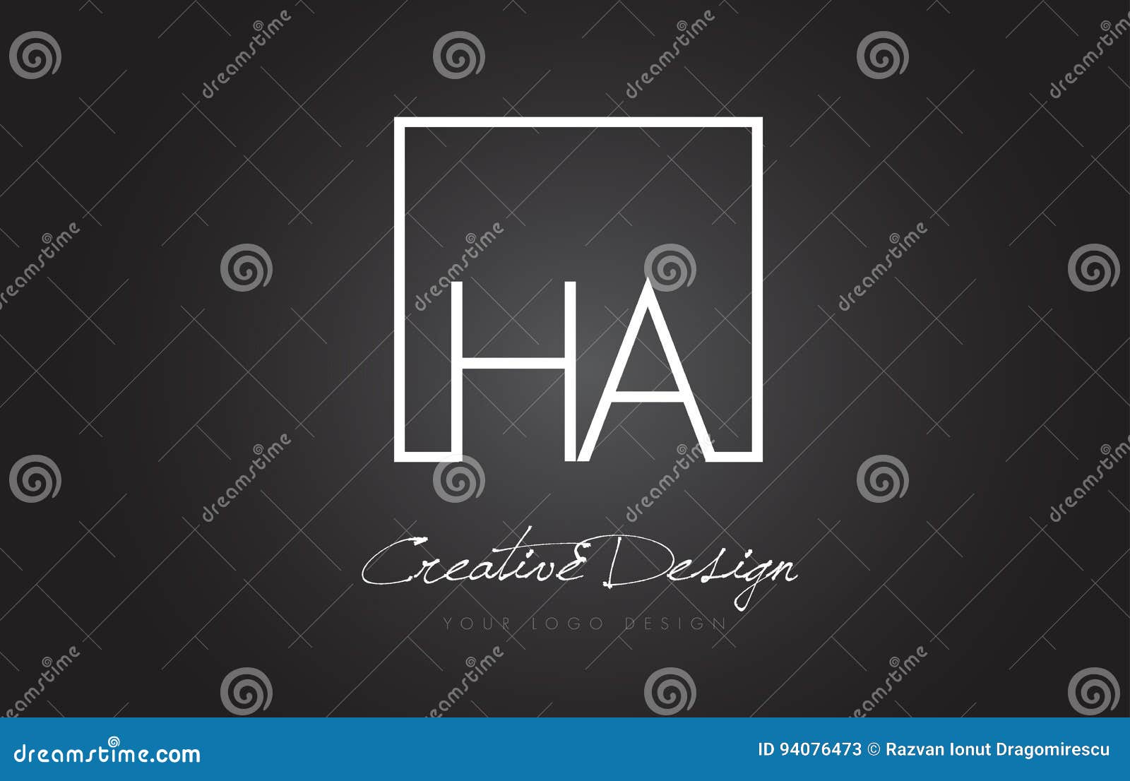 HA Square Frame Letter Logo Design with Black and White Colors. Stock ...