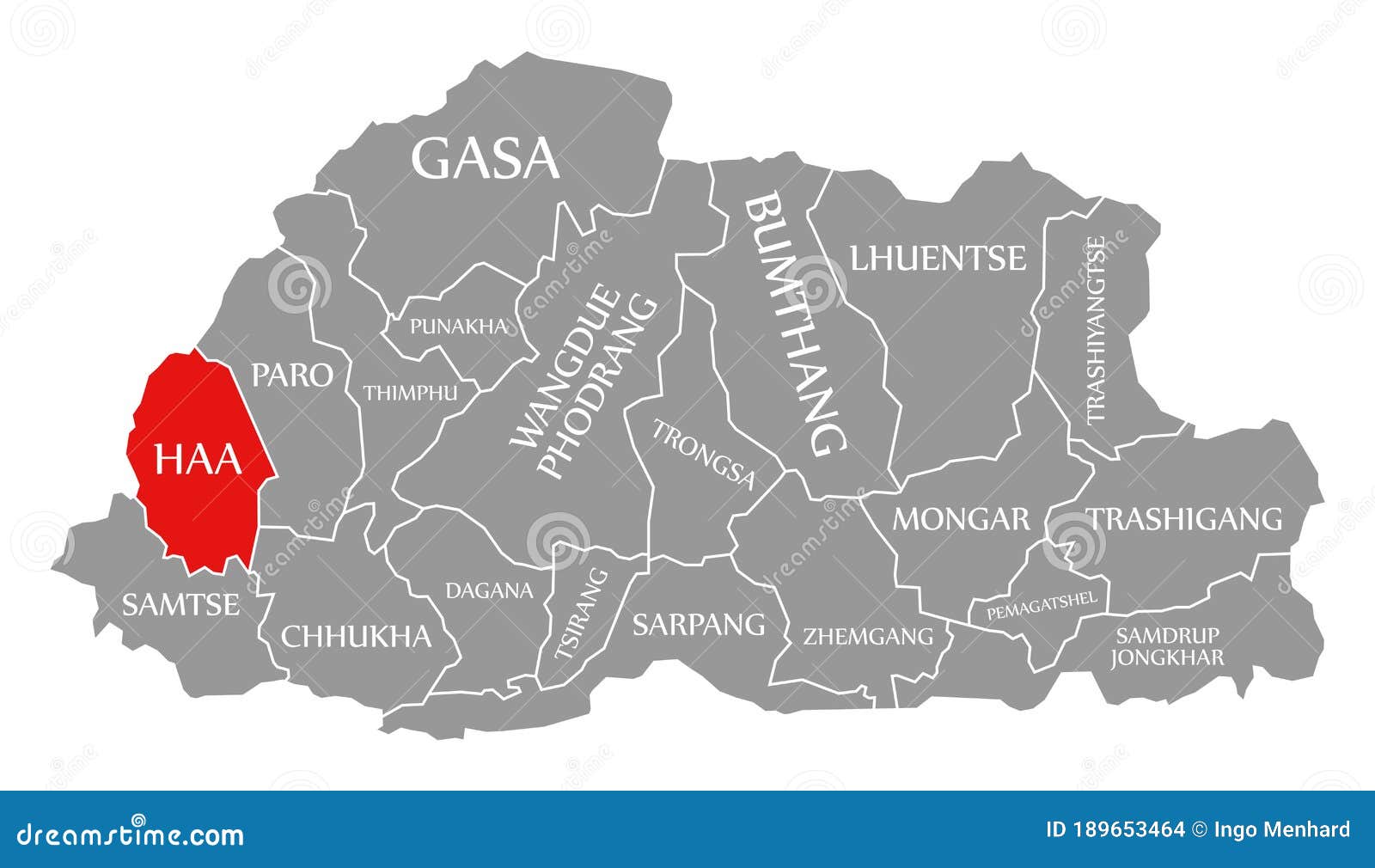 Haa Red Highlighted in Map of Bhutan Stock Illustration - Illustration ...