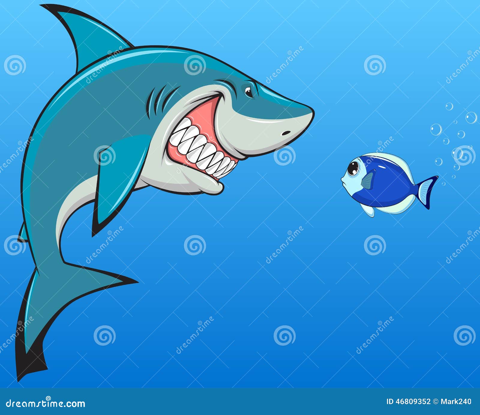 Haai en Vissen vector illustratie. Illustration of vissen - 46809352