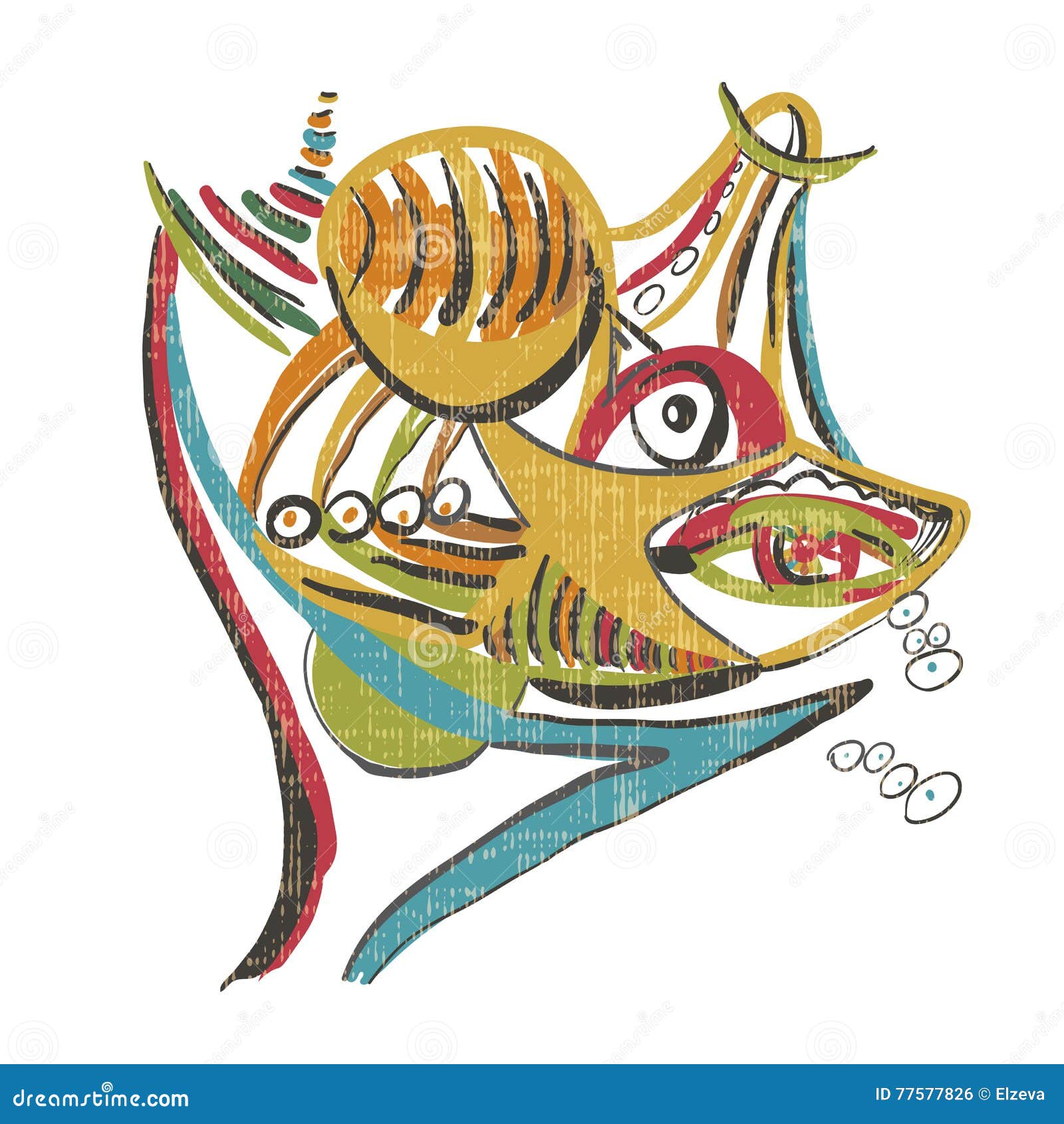 Haai Met Prooi Stijl Van Abstract Art. Vector Illustratie ...