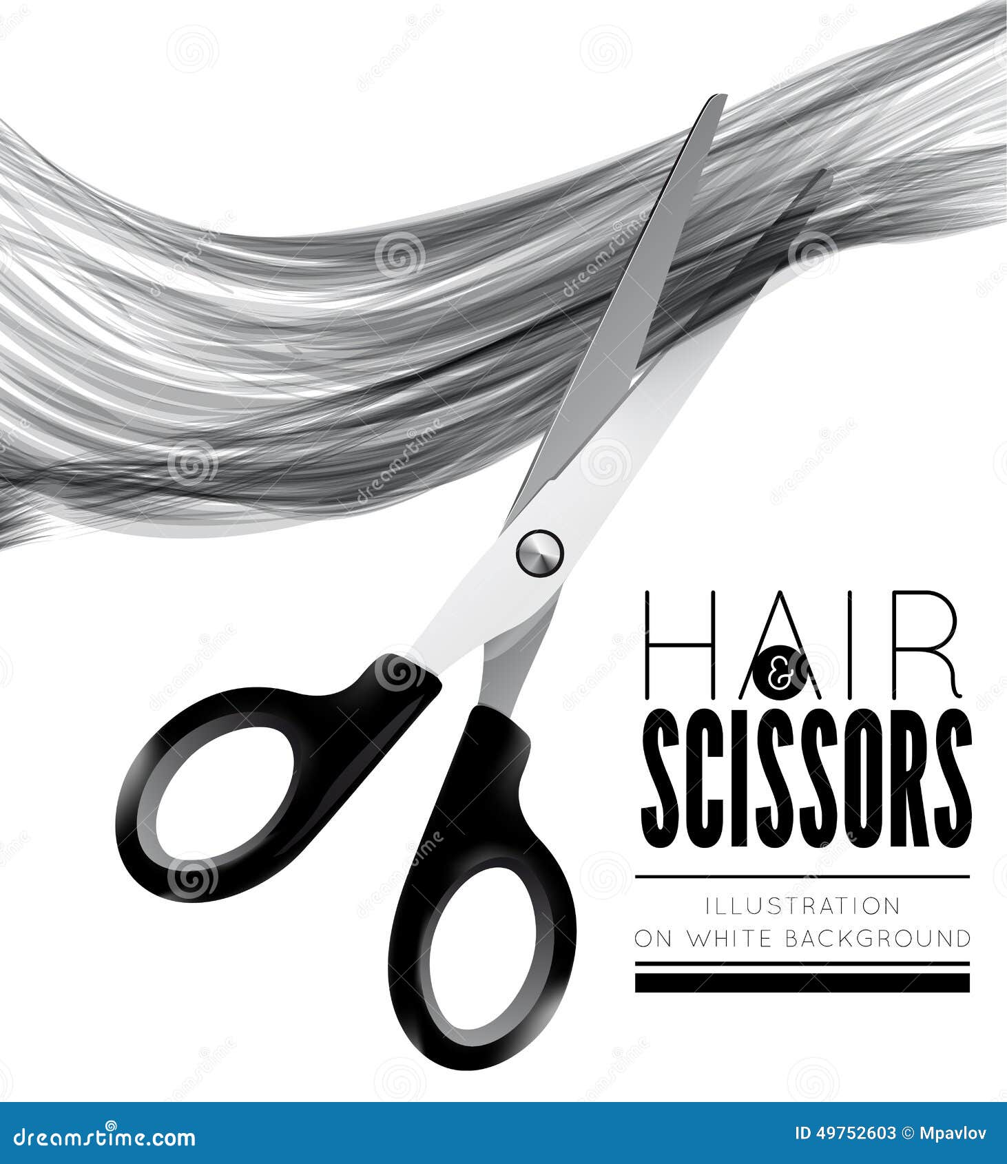 Haar Und Scheren Auf Einem Weißen Hintergrund Vektor Abbildung ...