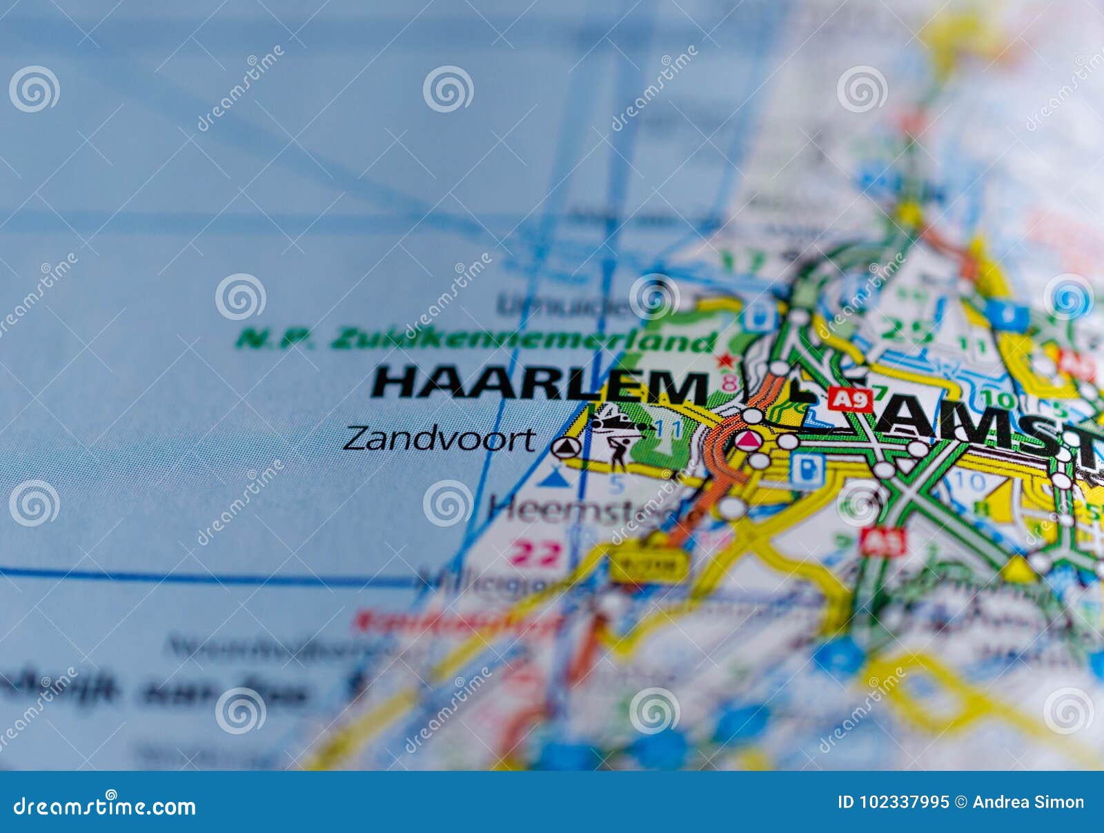 Haarlem en mapa imagen de archivo. Imagen de camino - 102337995