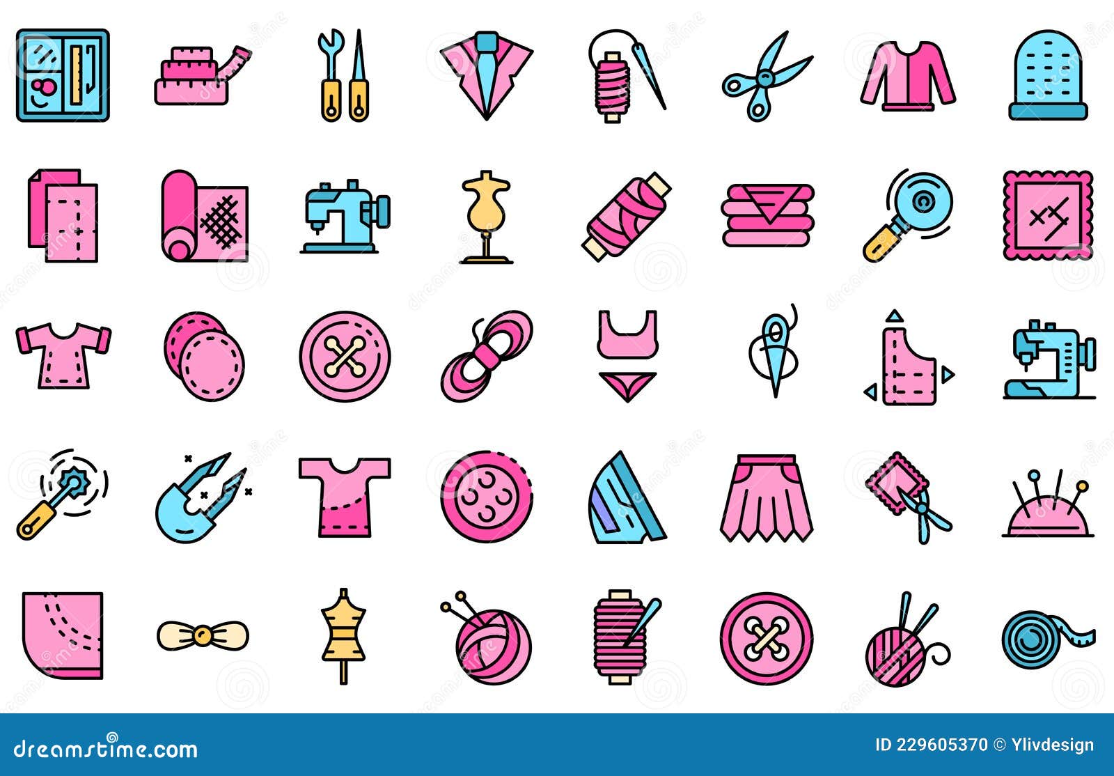 Haberdashery Icons Set Line Color Vector Stock Vector - Illustration of ...