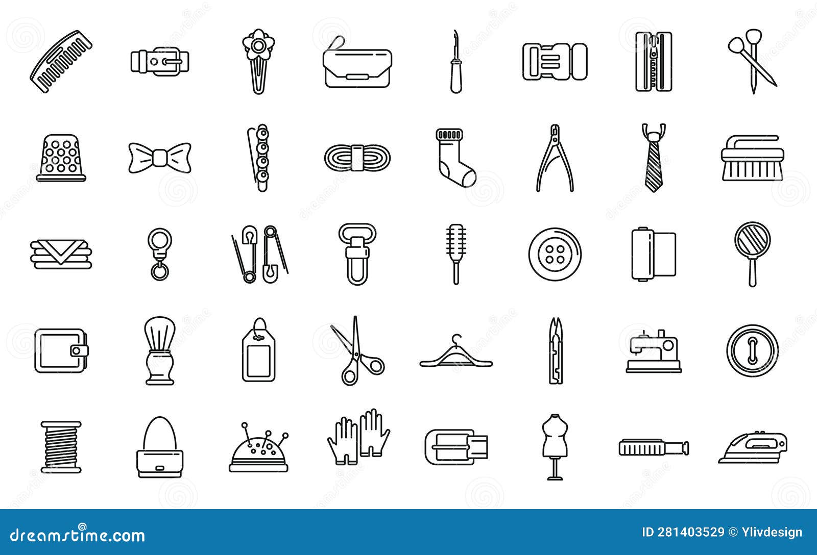 Haberdashery Icons Set Outline Vector. Textile Roll Stock Vector ...