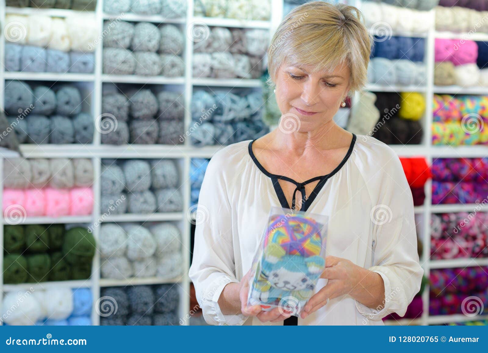 At the haberdashery store stock image. Image of shopper - 128020765